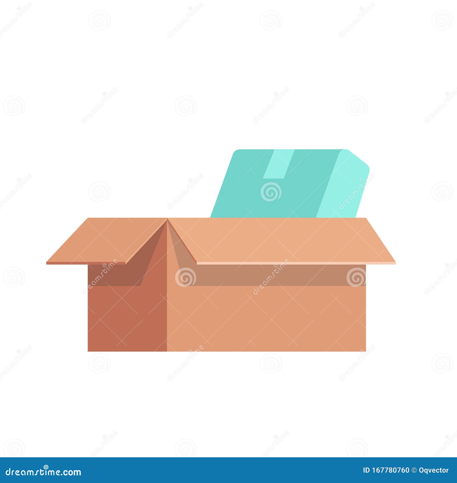 Isolated Open Cardboard Box with an Item Inside. Vector Illustration ...