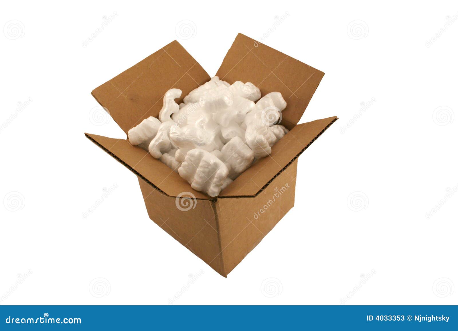 Isolated Open Cardboard Box with Packing Peanuts Stock Image - Image of ...