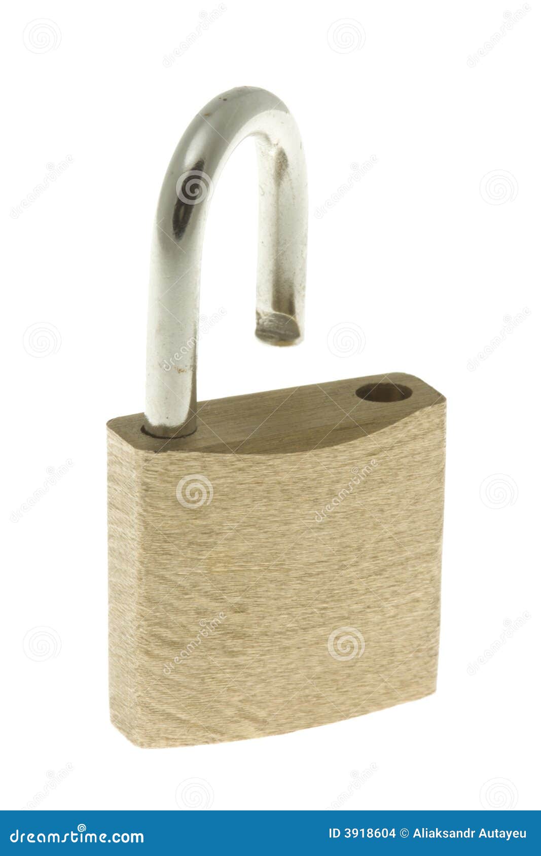 Isolated Opened Brass Padlock Picture. Image: 3918604