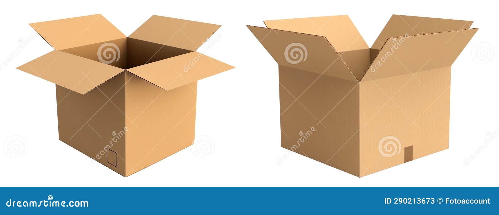 Isolated Opened Empty Beige Cardboard Boxes for Shipping and Storage ...