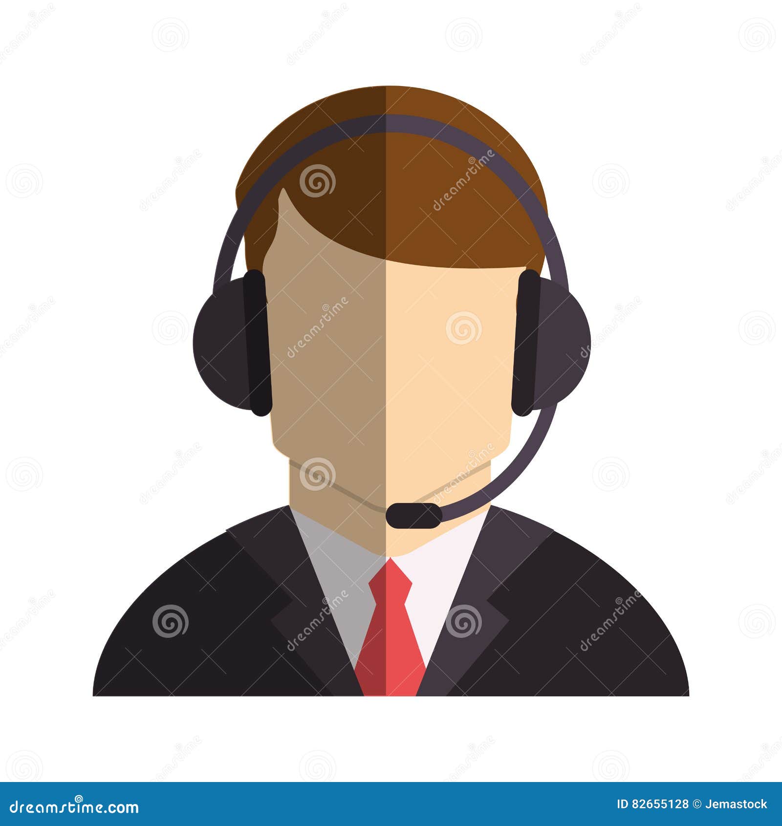 Isolated Operator Man with Headphone Design Stock Vector - Illustration ...