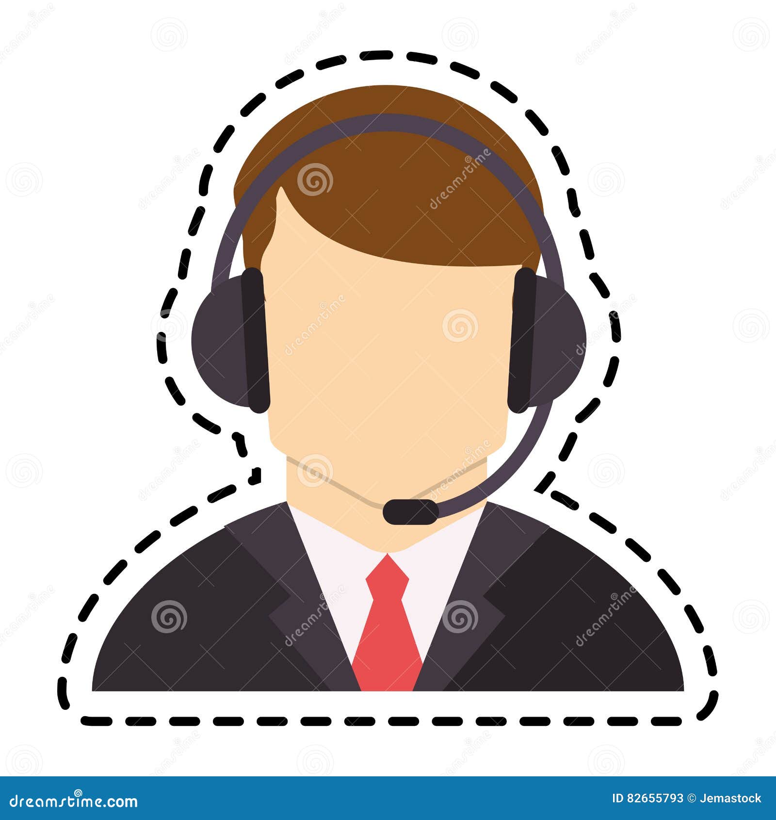 Isolated Operator Man with Headphone Design Stock Vector - Illustration ...