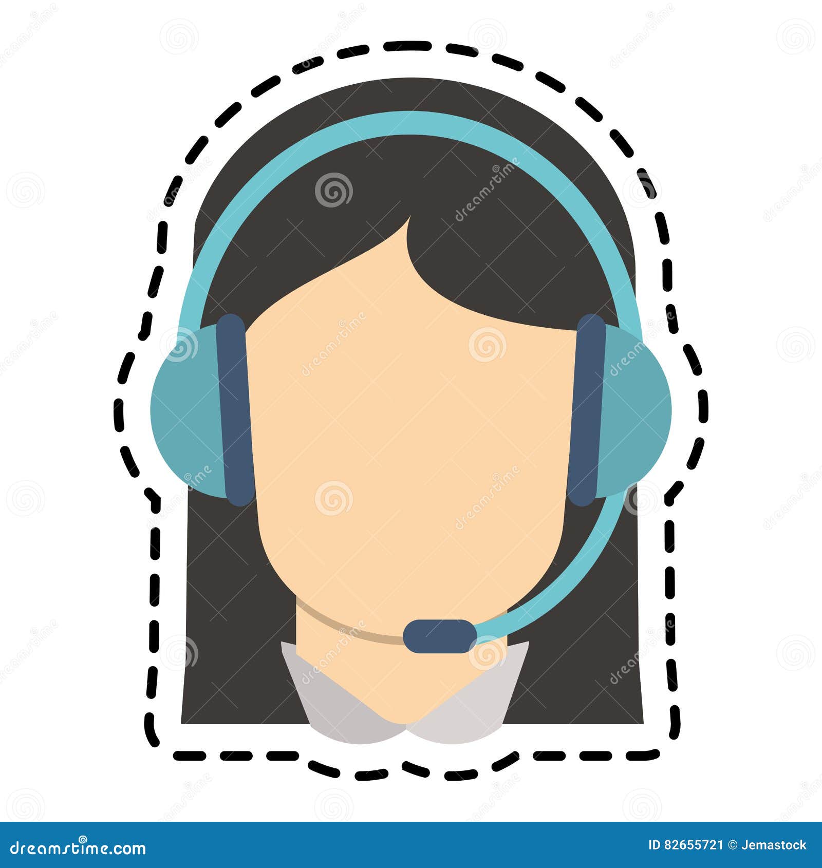 Isolated Operator Woman with Headphone Design Stock Vector ...