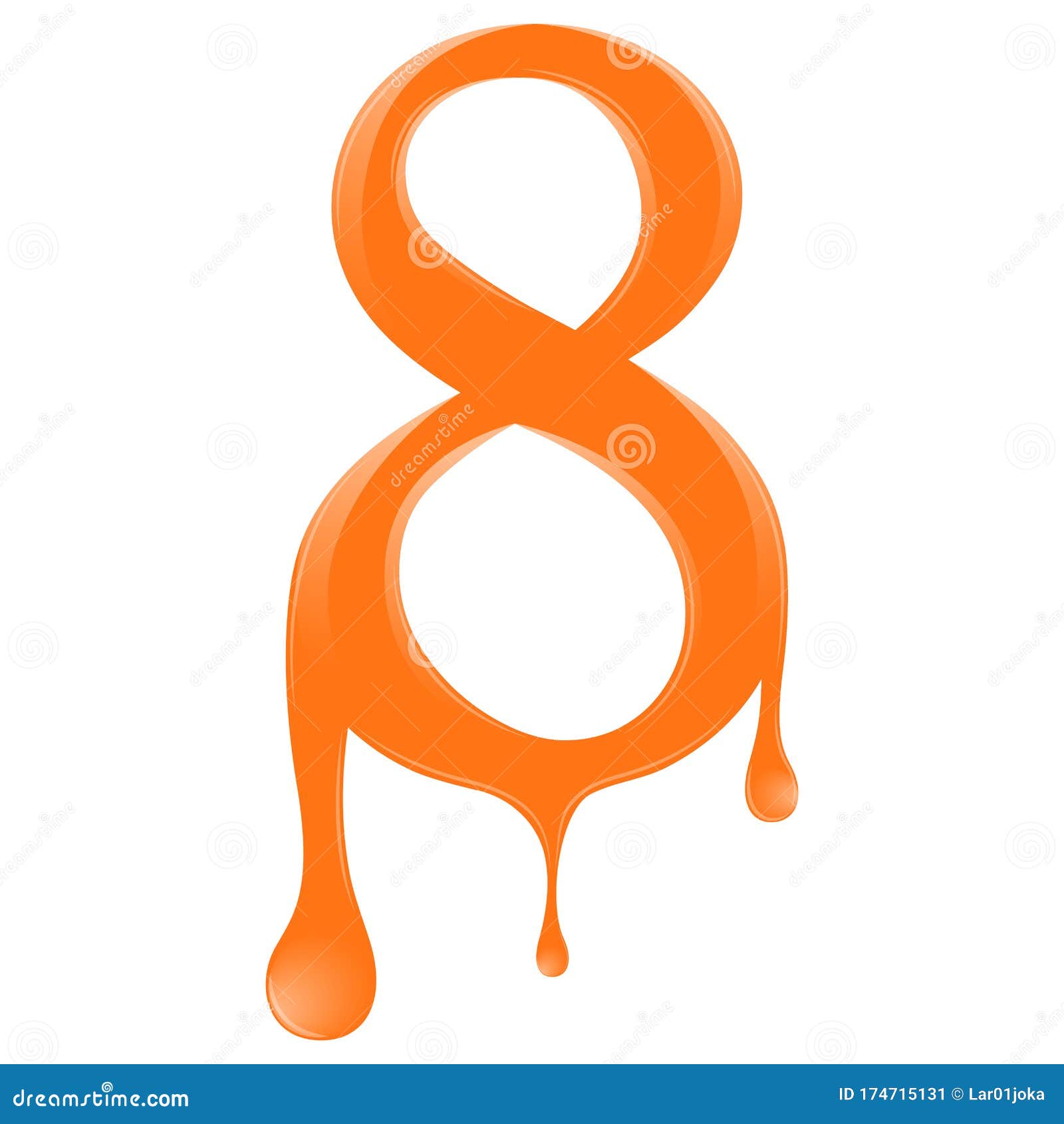 Isolated Orange Number Eight Melting Stock Vector - Illustration of ...