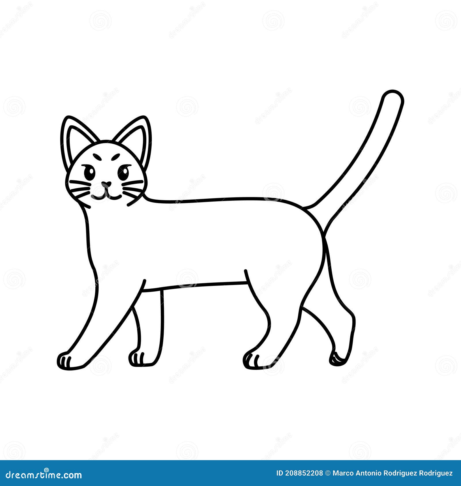 Isolated outline of a cat stock vector. Illustration of vector - 208852208