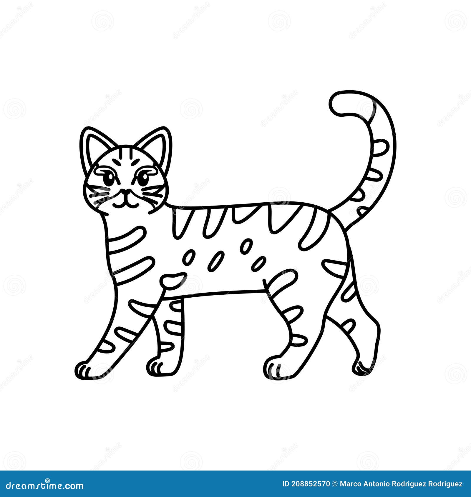 Isolated outline of a cat stock vector. Illustration of domestic ...