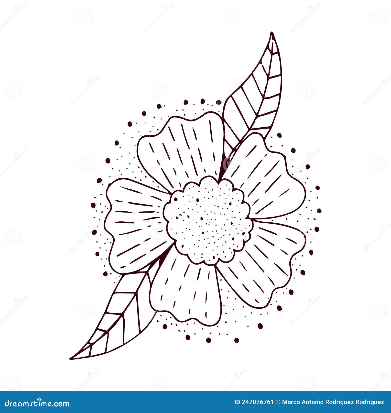 Isolated Outline of a Cute Flower Flat Design Vector Stock Vector ...