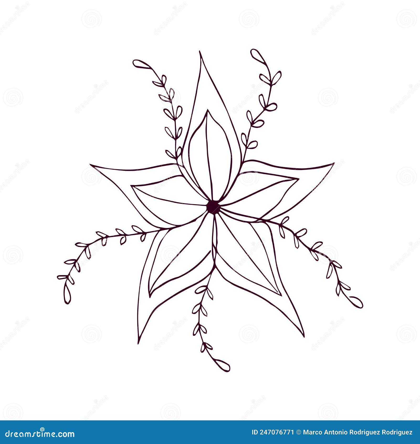 Isolated Outline of a Cute Flower Flat Design Vector Stock Vector ...