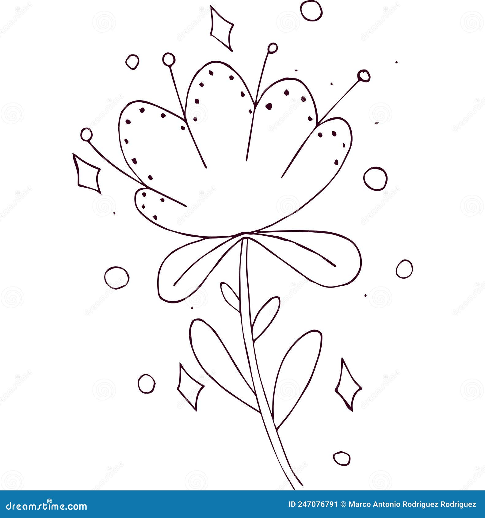 Isolated Outline of a Cute Flower Flat Design Vector Stock Vector ...