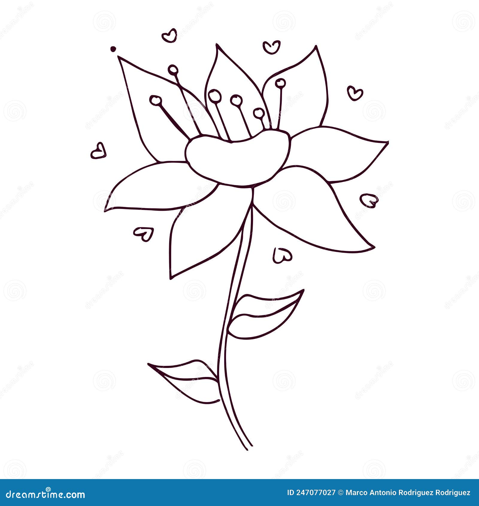 Isolated Outline of a Cute Flower Flat Design Vector Stock Vector ...
