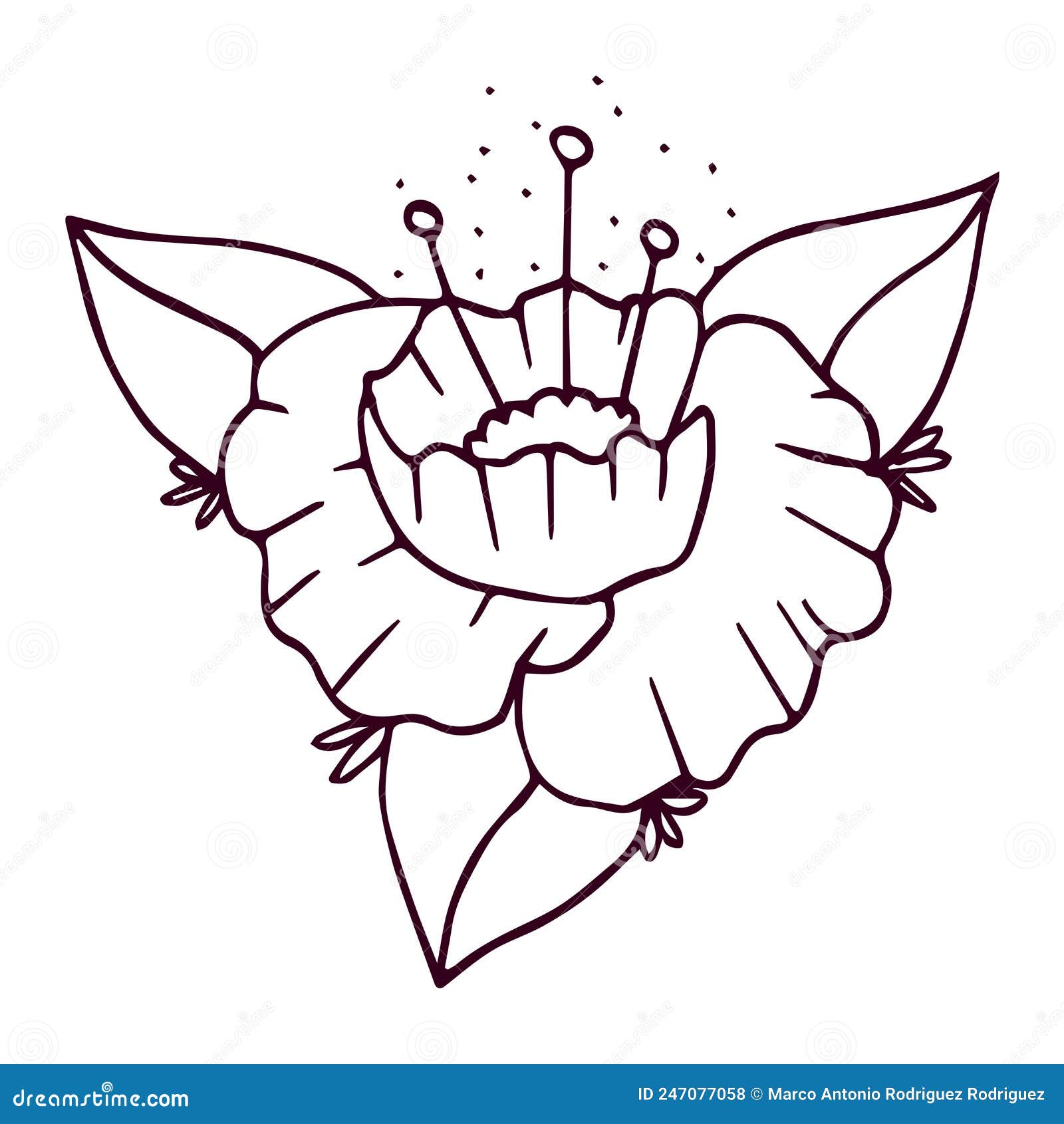 Isolated Outline of a Cute Flower Flat Design Vector Stock Vector ...