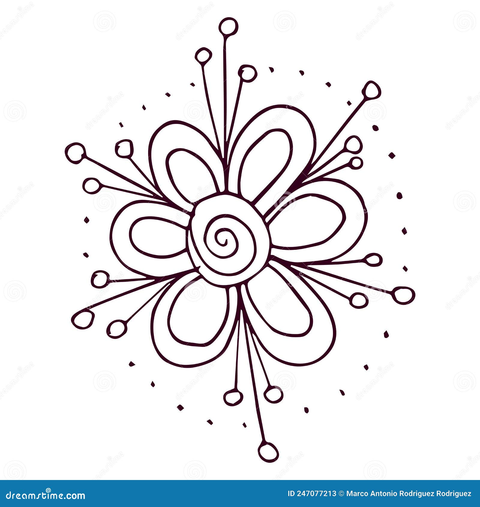 Isolated Outline of a Cute Flower Flat Design Vector Stock Vector ...