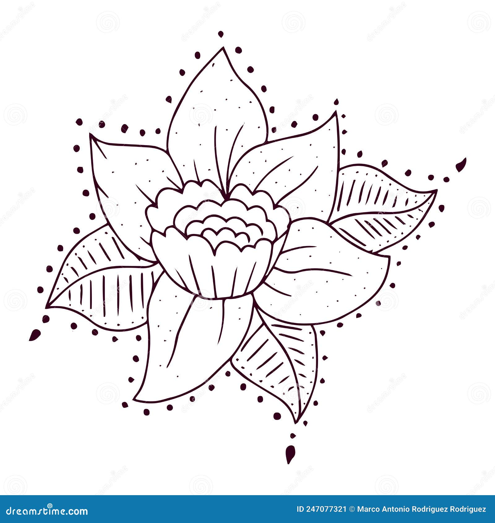 Isolated Outline of a Cute Flower Flat Design Vector Stock Vector ...
