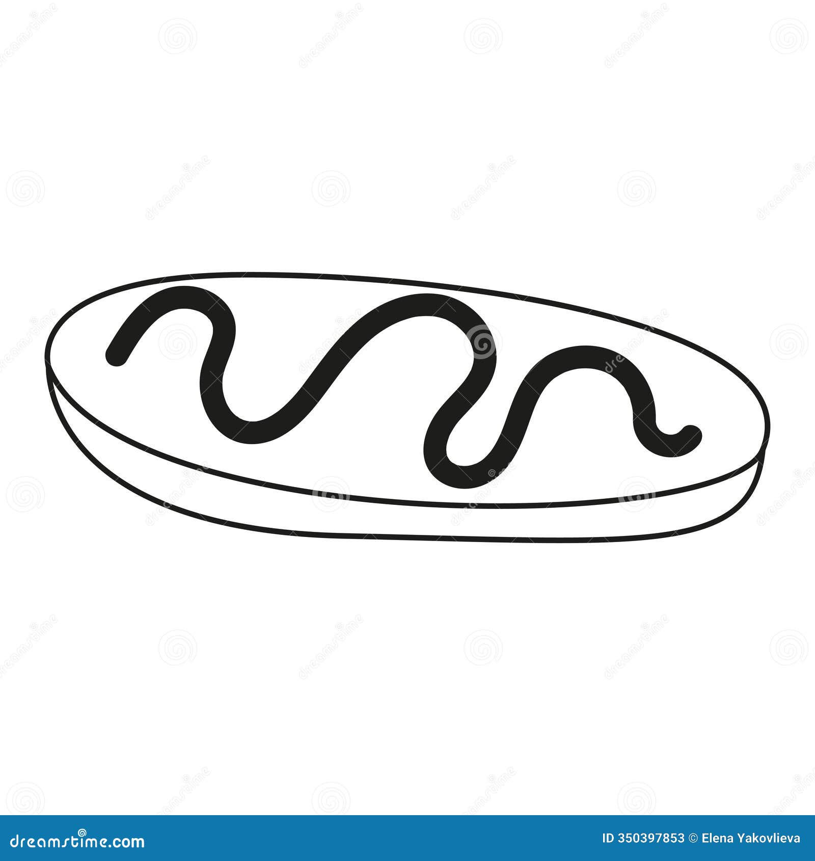 Isolated Outline Eclair Top View on White Background Hand Drawn Stock ...