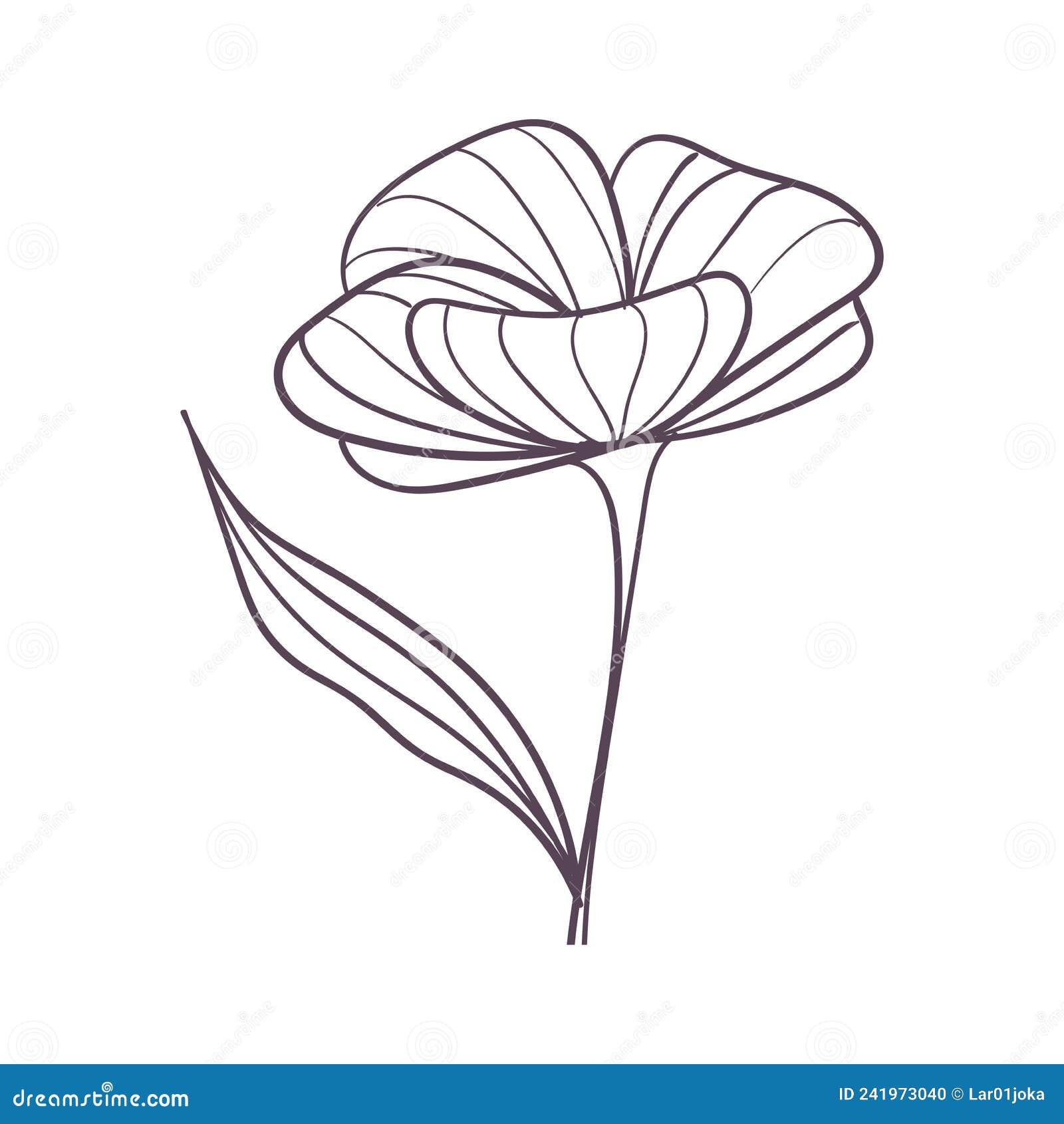 Isolated Outline of a Flower Vector Stock Vector - Illustration of card ...