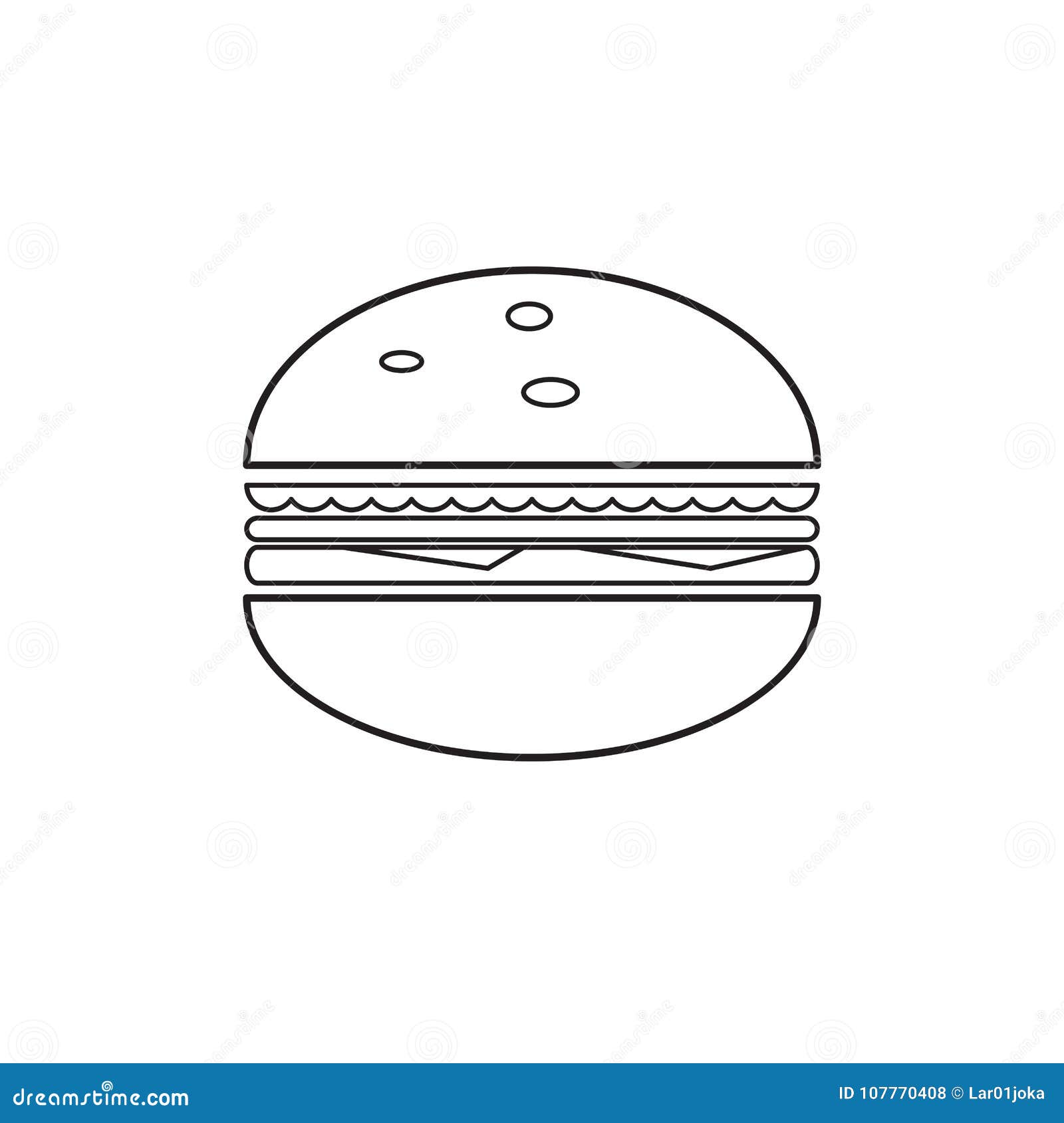 Isolated hamburger outline stock vector. Illustration of lunch - 107770408