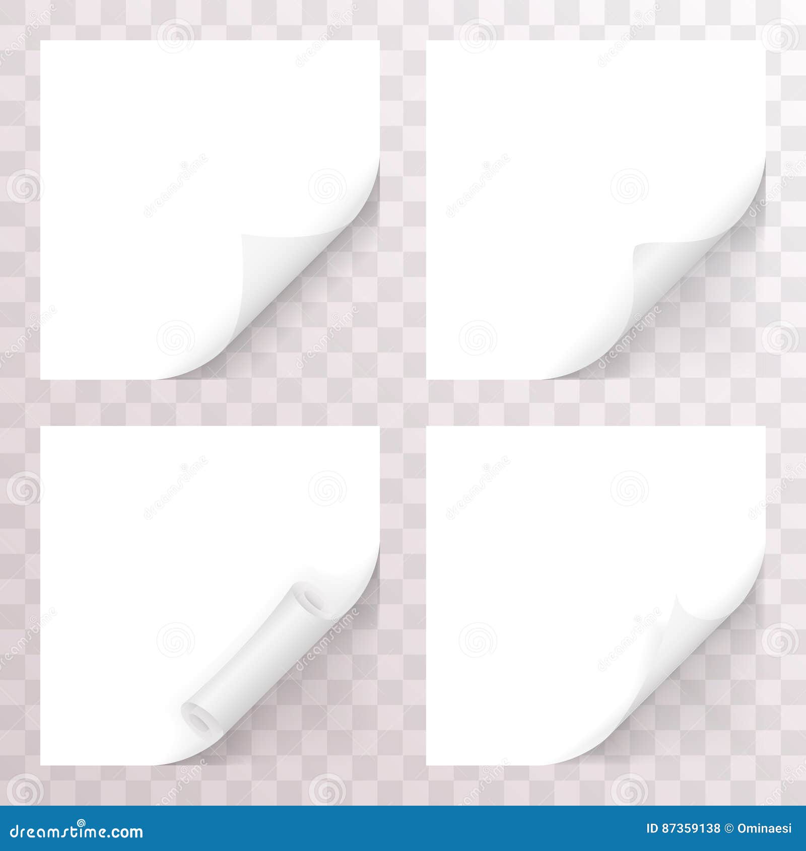 Isolated Page Curl Paper Template Set Transparent Background Mock Up ...