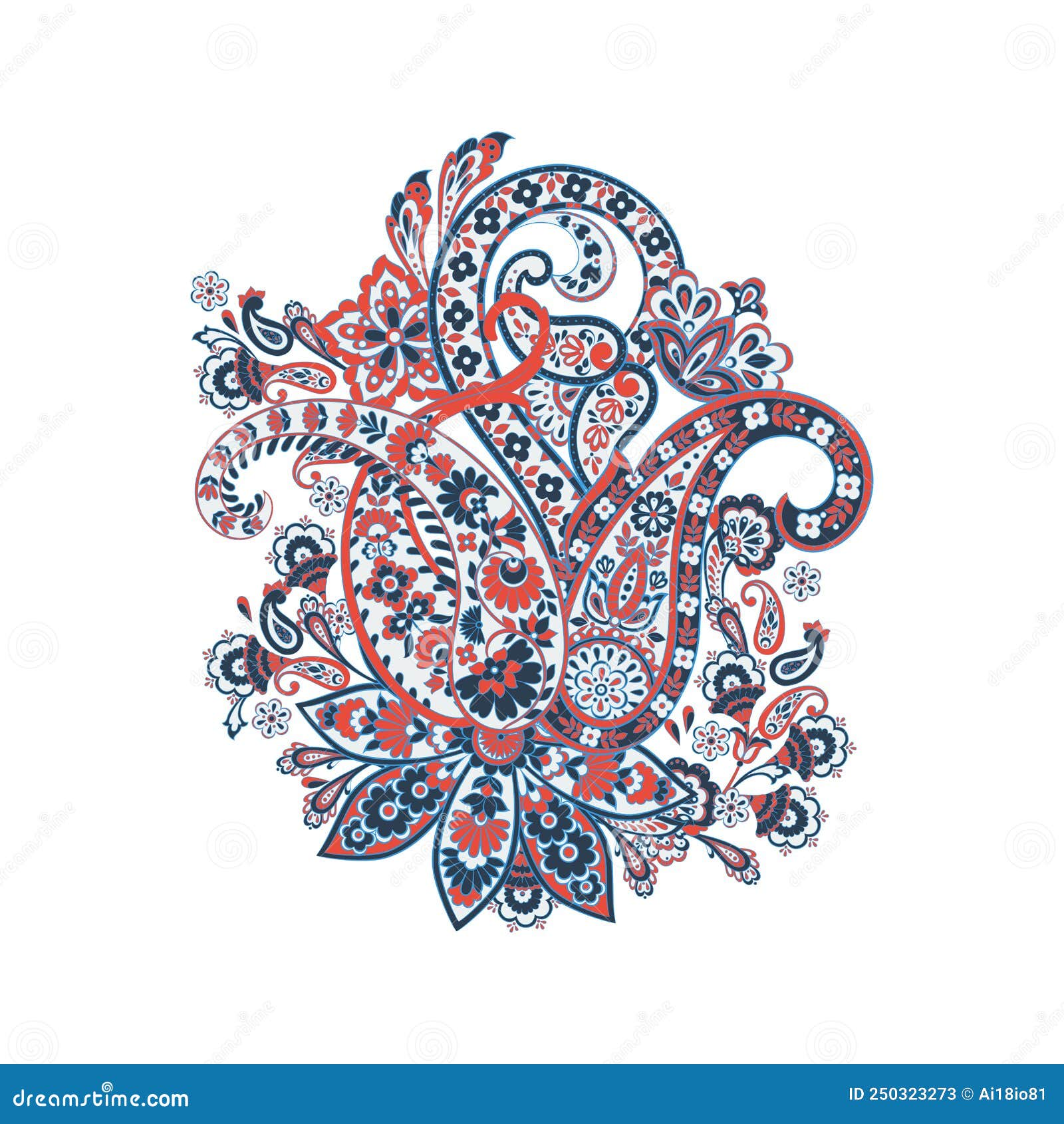 Isolated Paisley Pattern in Indian Style. Floral Vector Illustration ...