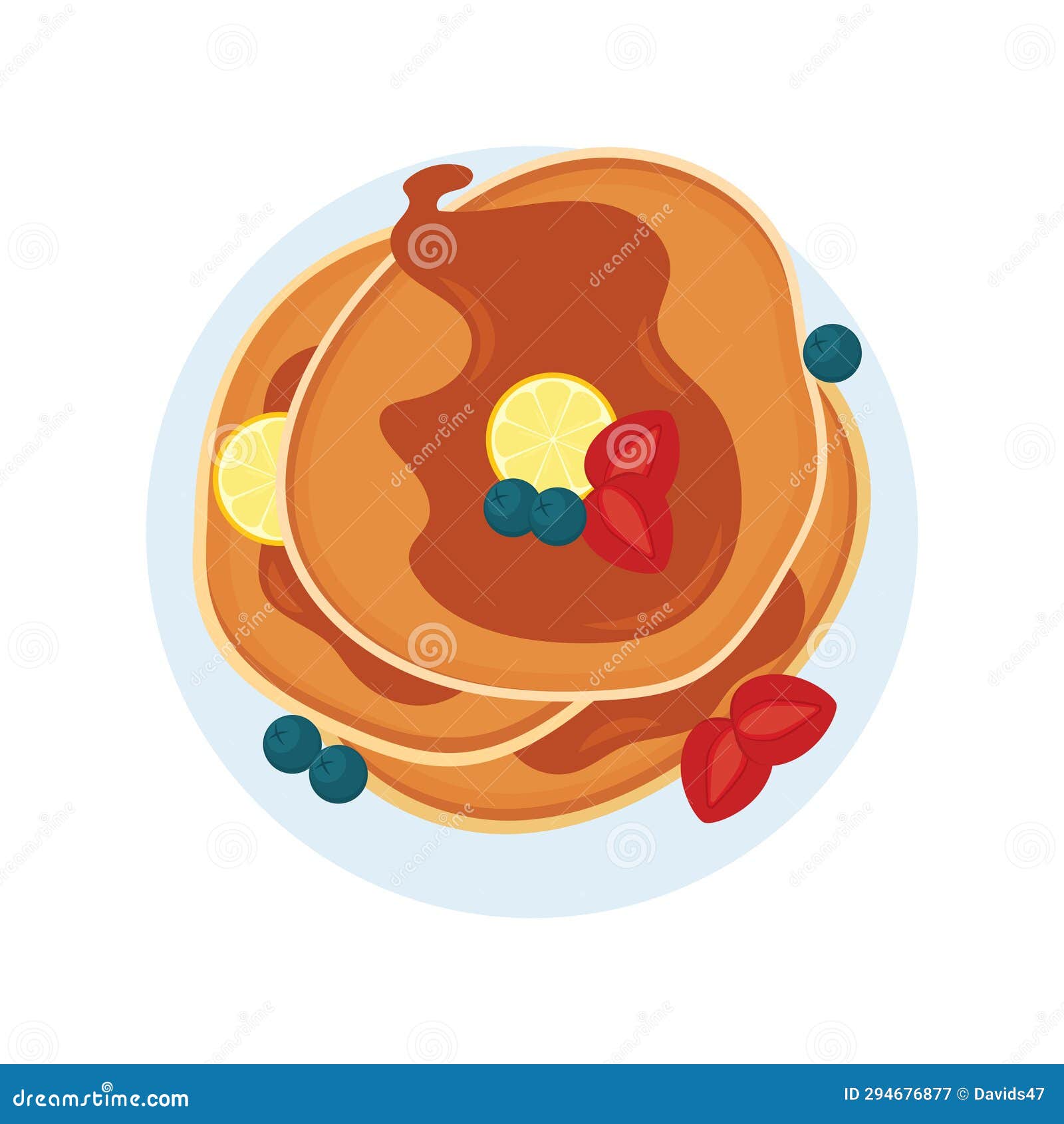 Isolated Pancake with Syrup and Fruit Vector Stock Vector ...