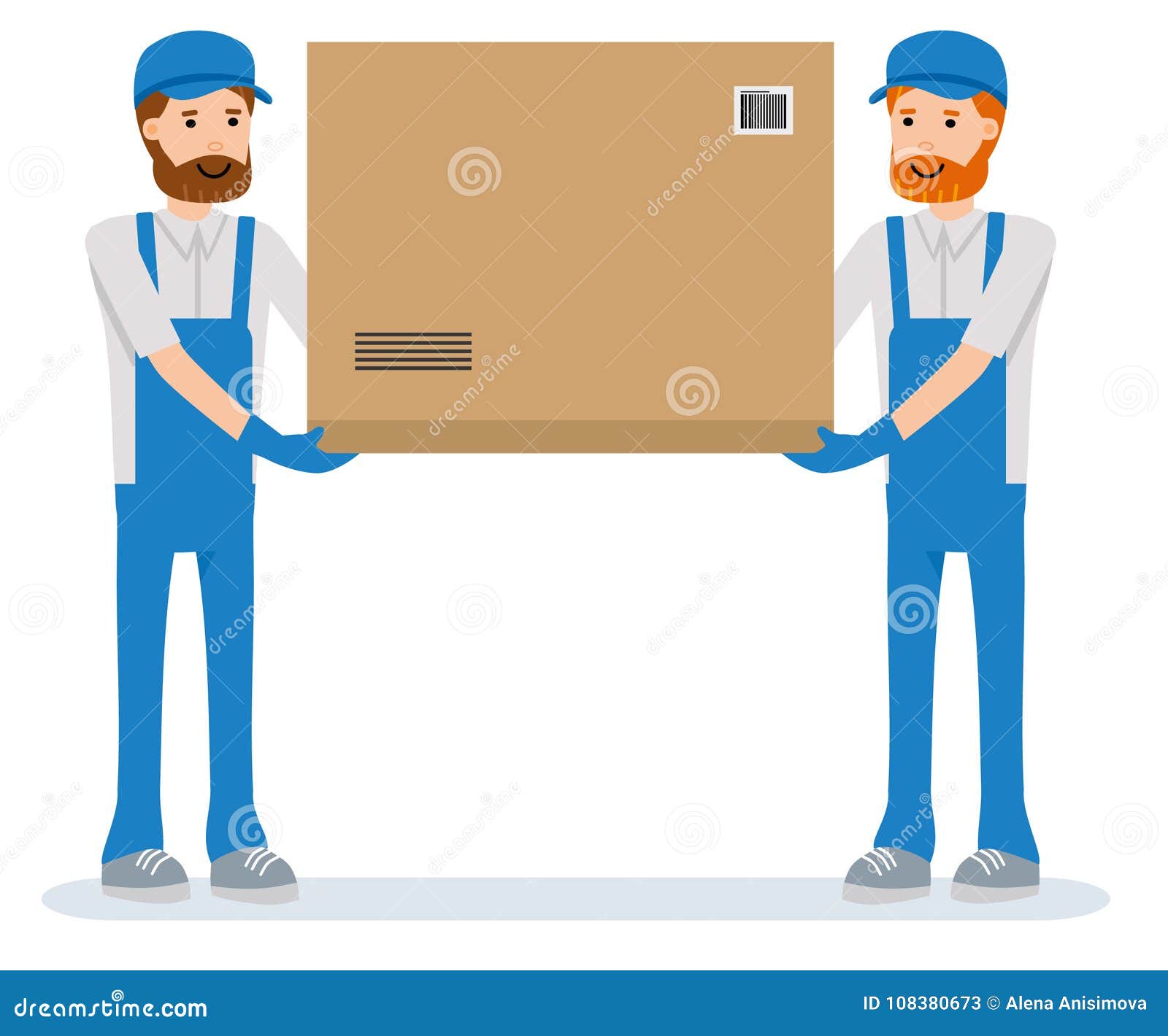 Isolated Parcel Movers Delivering on White Background. the Warehouse ...