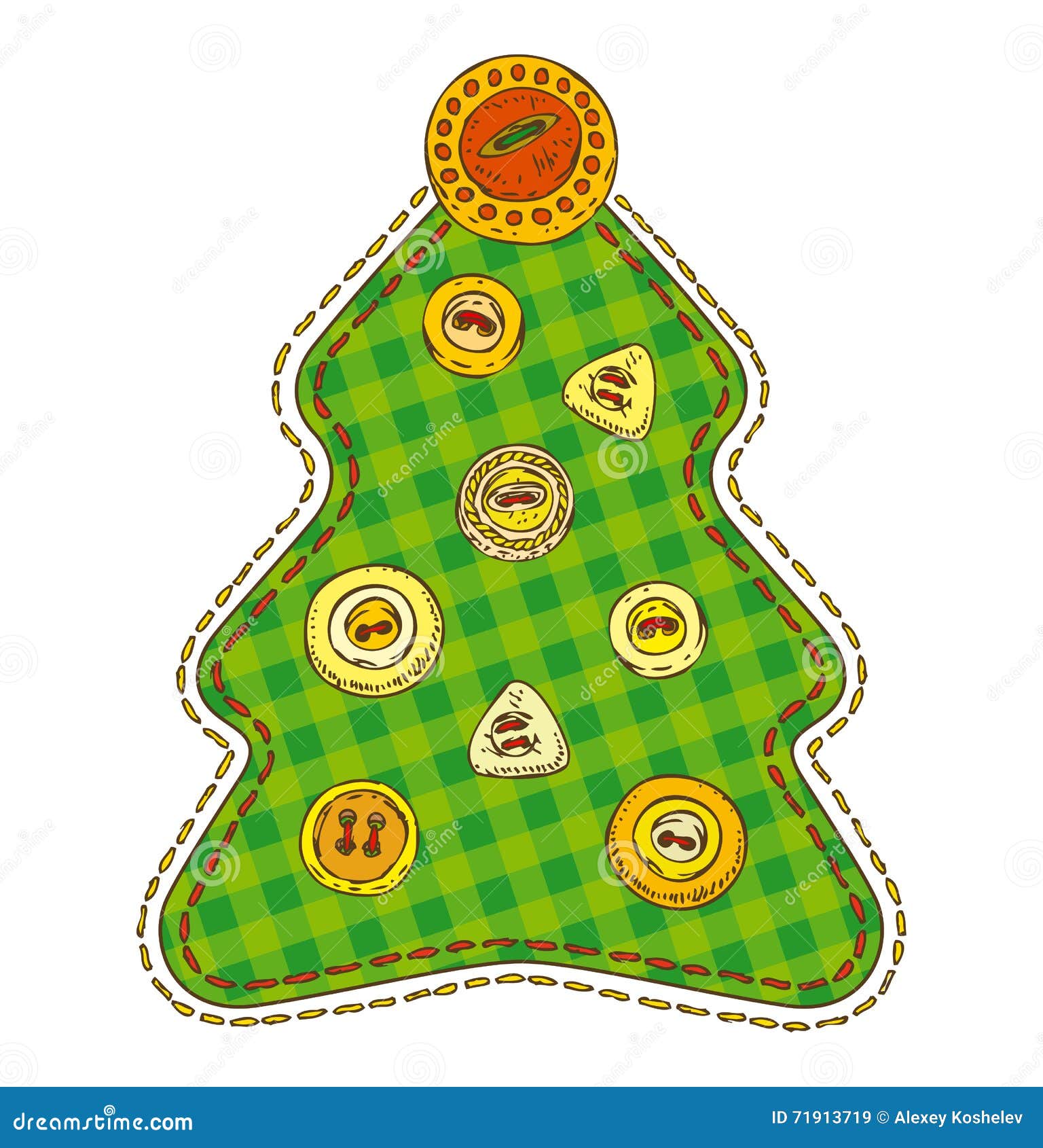 Isolated Patchwork Christmas Tree Stock Vector - Illustration of plaid ...
