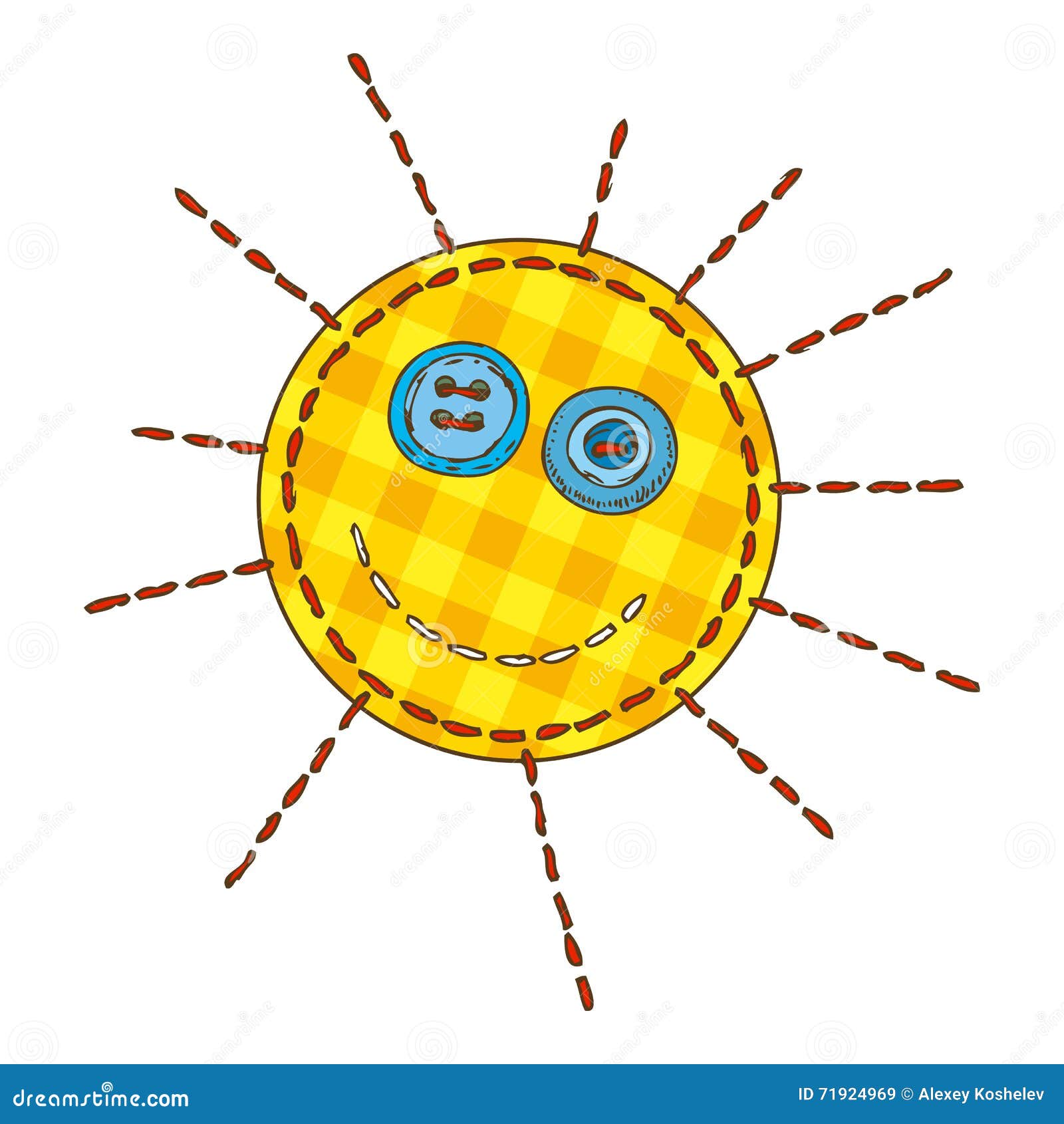 Isolated Patchwork Yellow Funny Sun Stock Vector - Illustration of ...