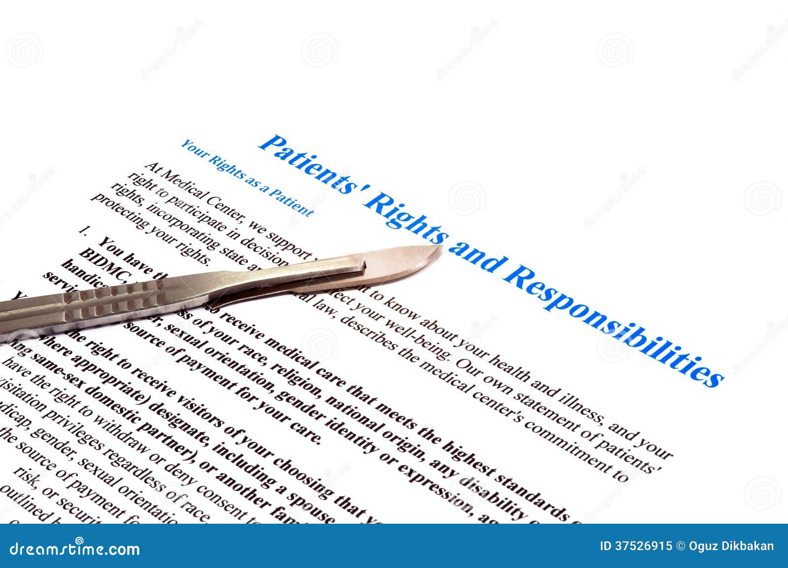 Patient Rights and Responsibilities Declaration Ho Stock Image - Image ...
