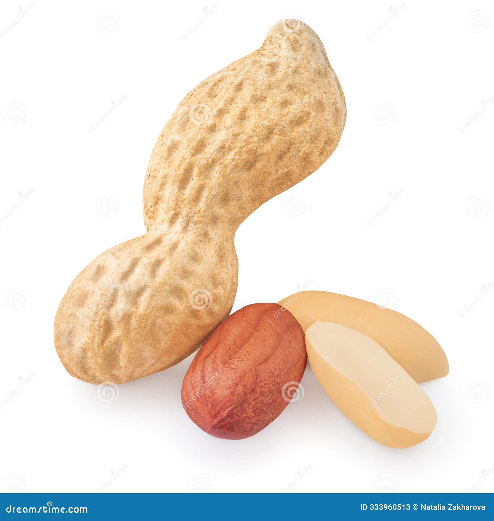 Raw Peanuts in Nutshell Isolated on White Background. Handful of Nuts ...