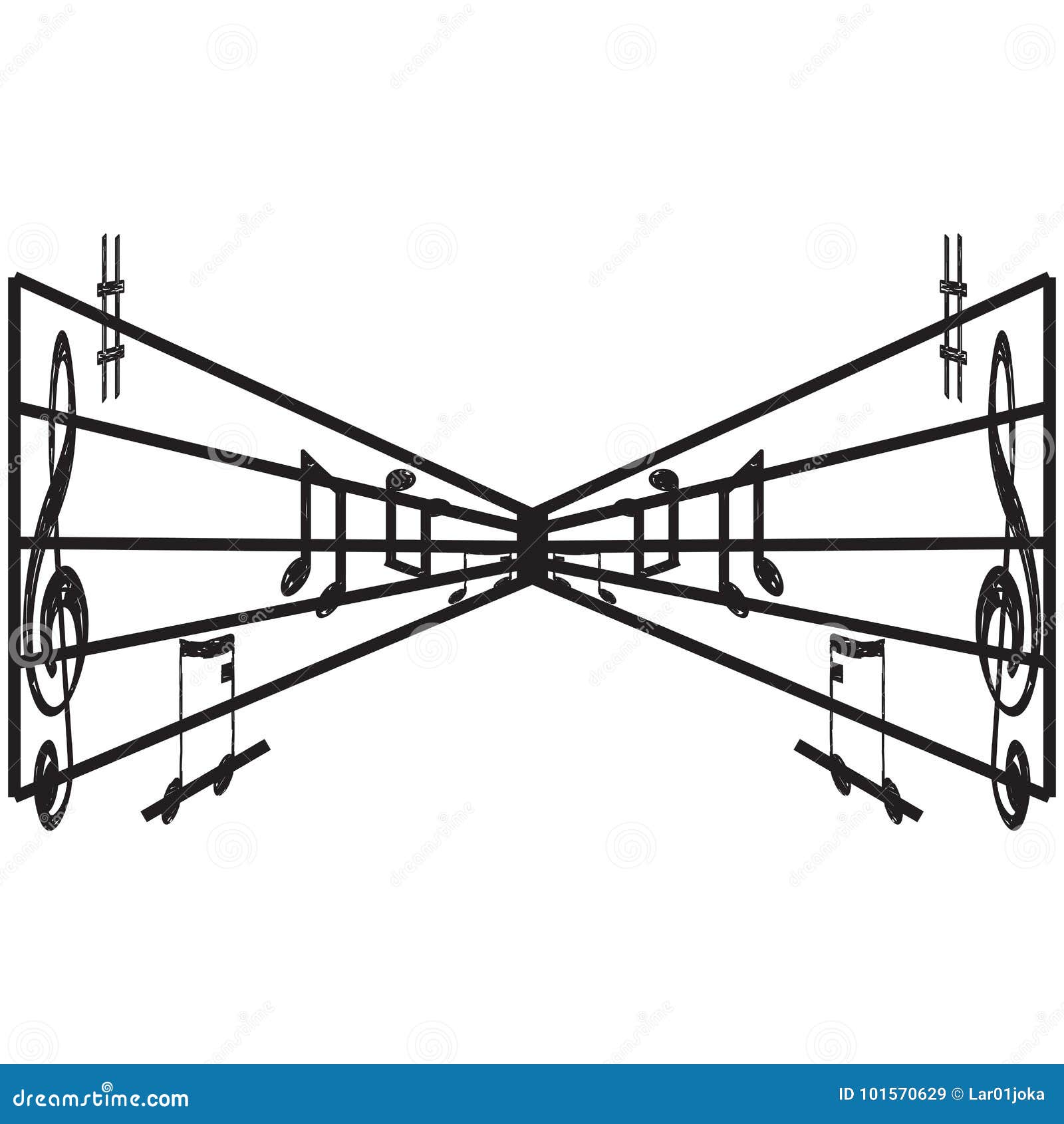 Pentagram with Musical Notes Stock Vector - Illustration of classical ...