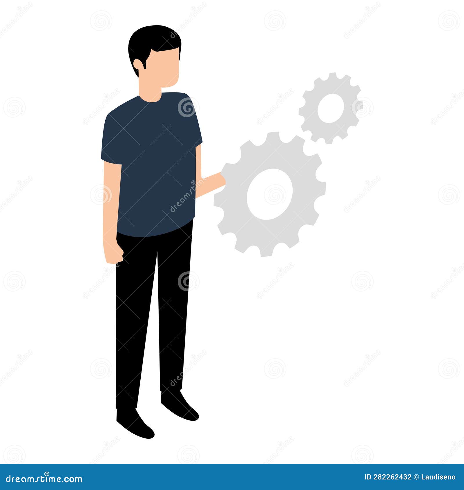 Isolated Person with Gear Icons Vector Stock Vector - Illustration of ...