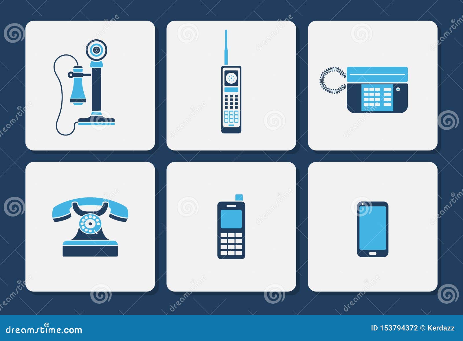 Isolated Phone Icons in Two Color Shape Vector Set Stock Vector ...