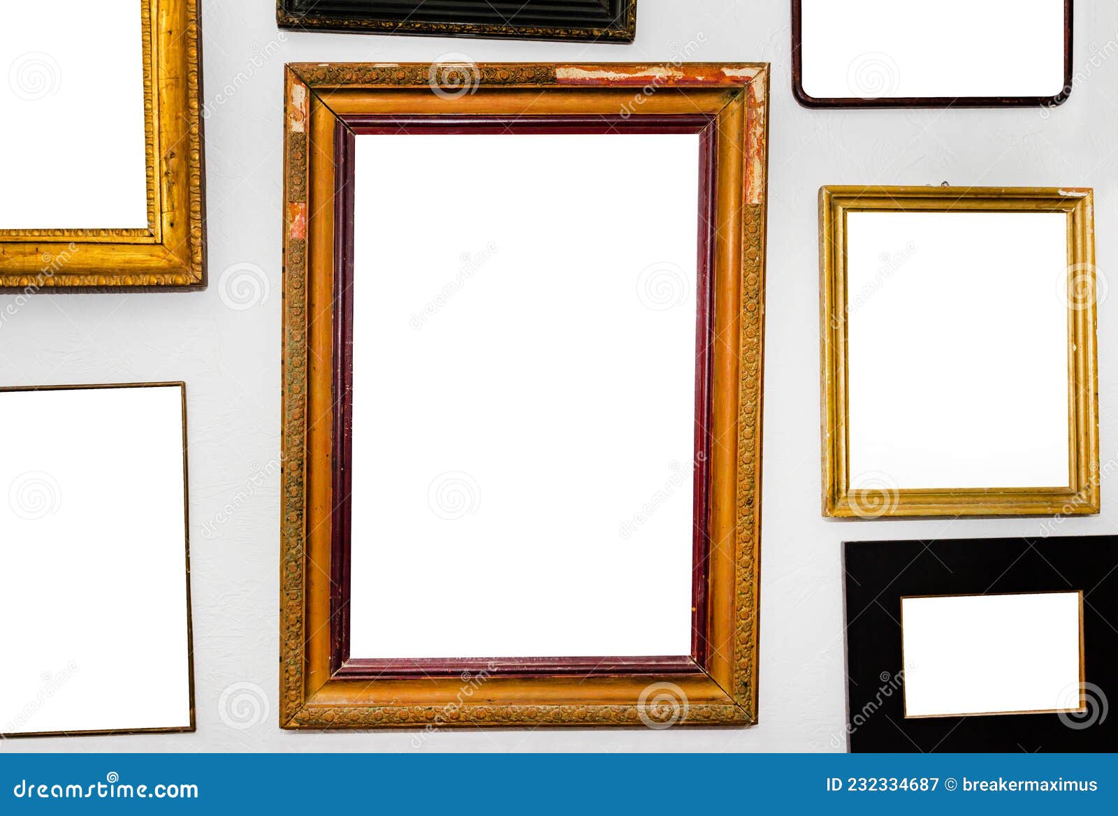 Isolated Photo of Empty Picture Frames Stock Image - Image of museum ...