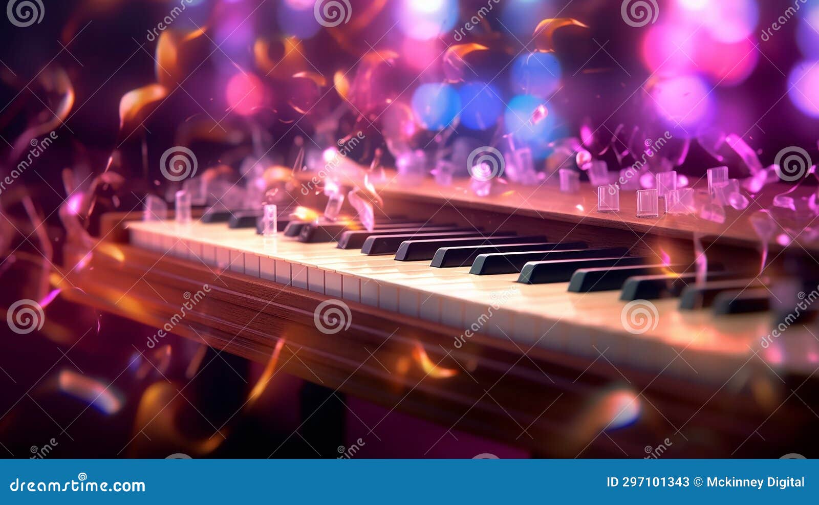 Piano Surrounded by Thousands of Twinkling Lights. Stock Illustration ...