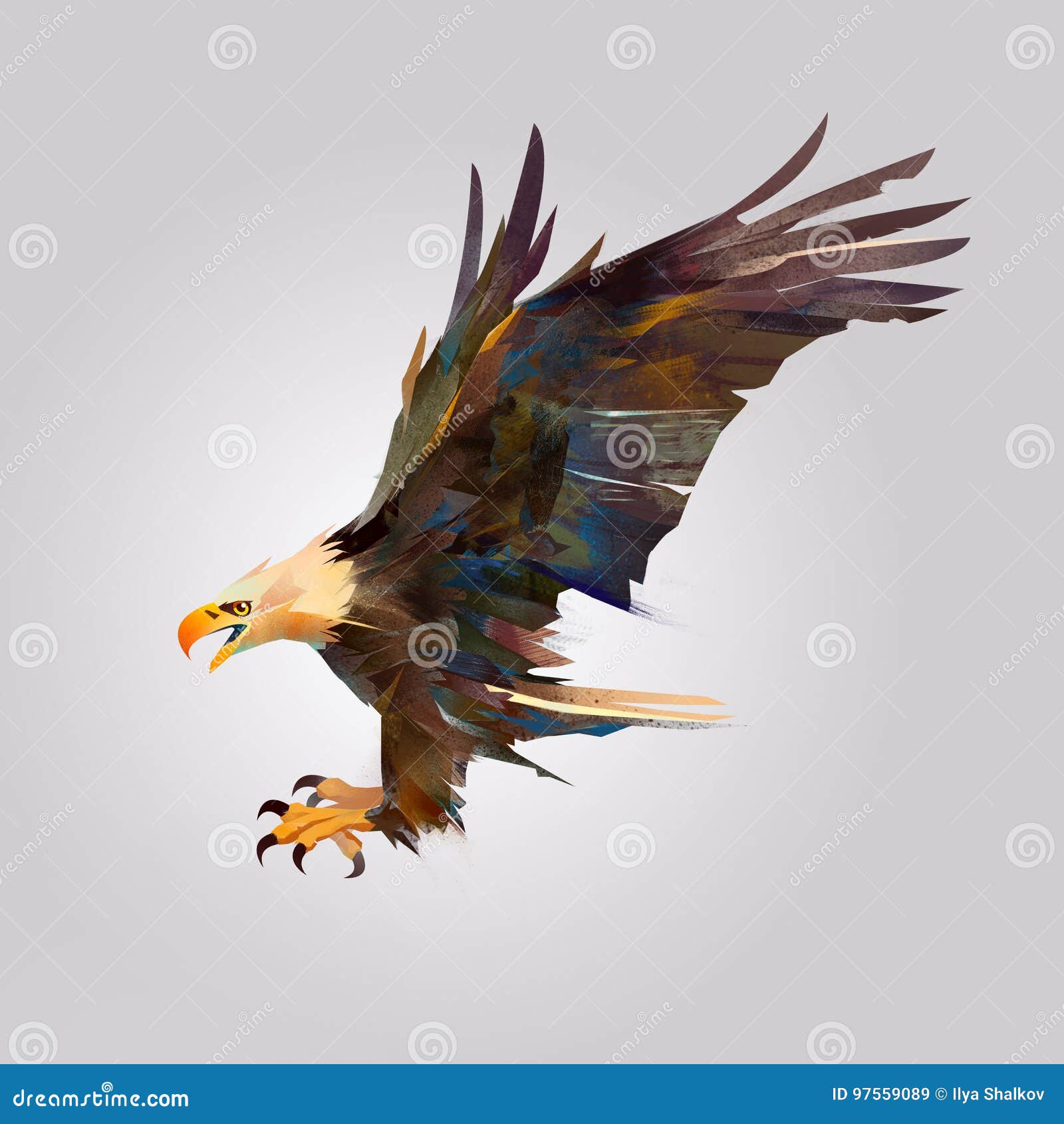 Isolated Picture of a Bird Attacking an Eagle Stock Illustration ...