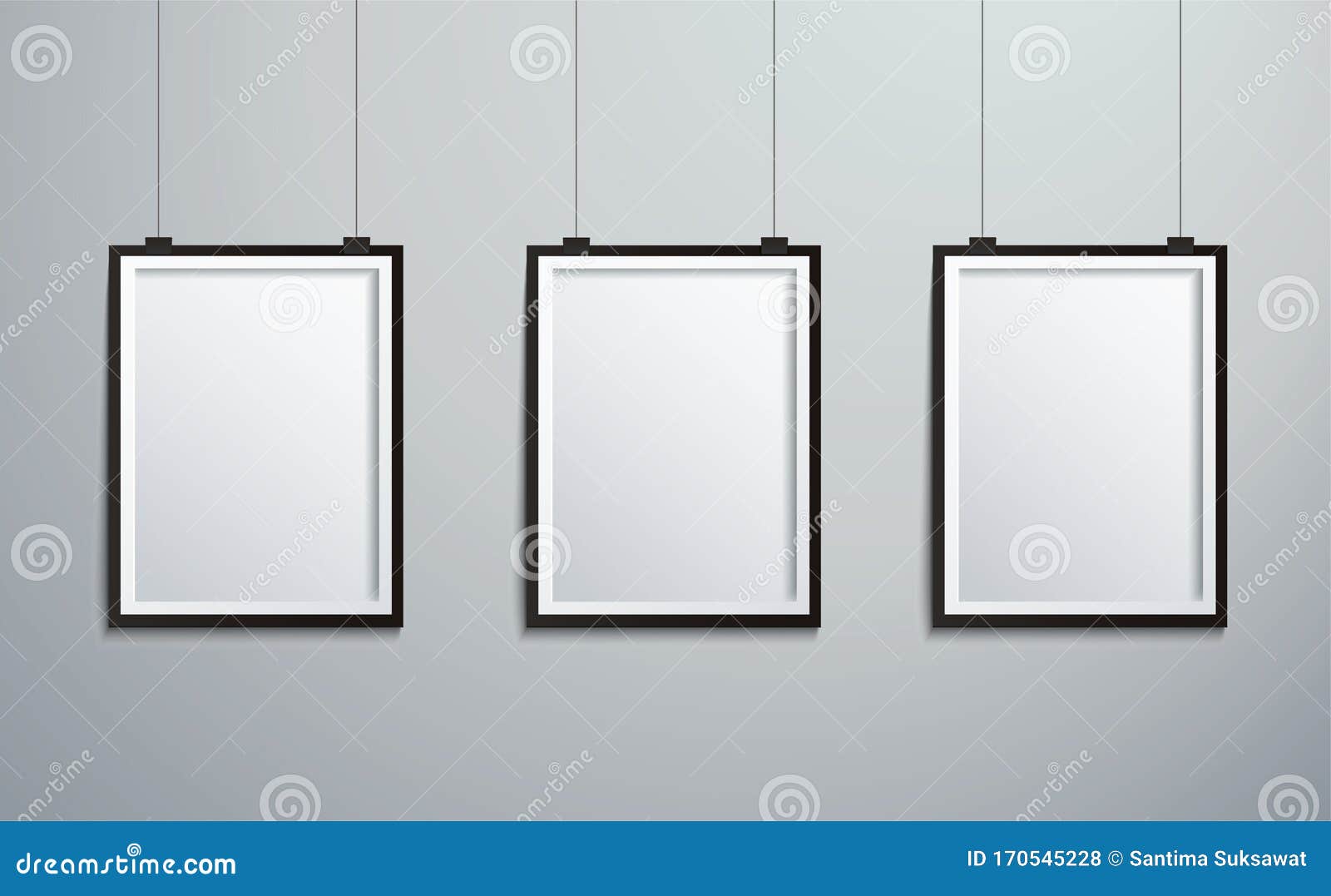 Isolated Picture Frames Hanging on Wall Vector Illustration EPS10 Stock ...
