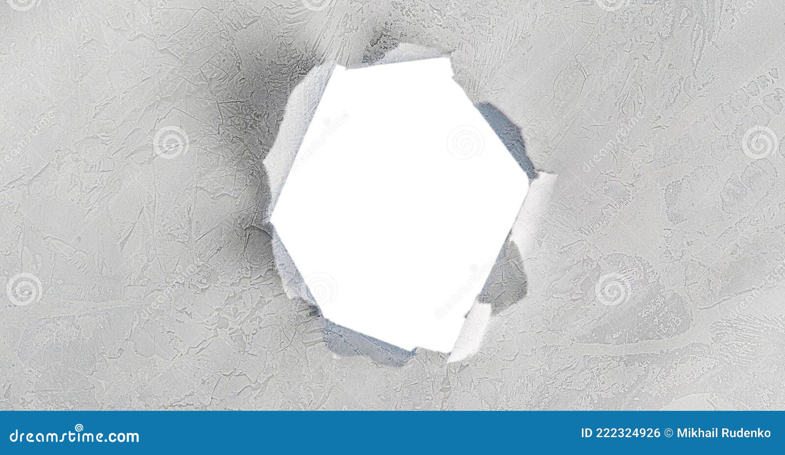 The Isolated Piece of Paper with a Torn, Cracked Hole on it, Copy Space ...