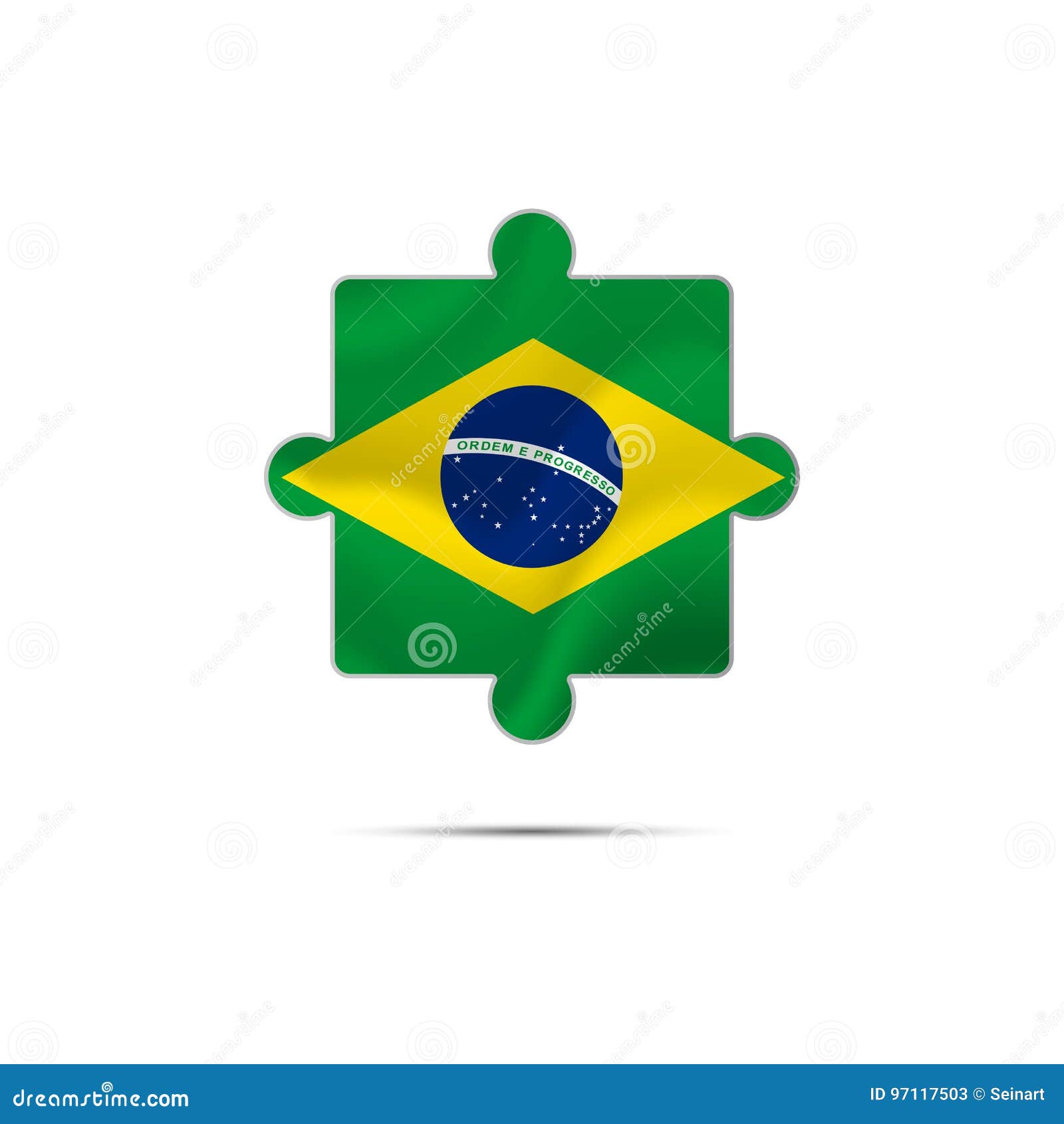 Isolated Piece of Puzzle with the Brazil Flag. Vector. Stock ...