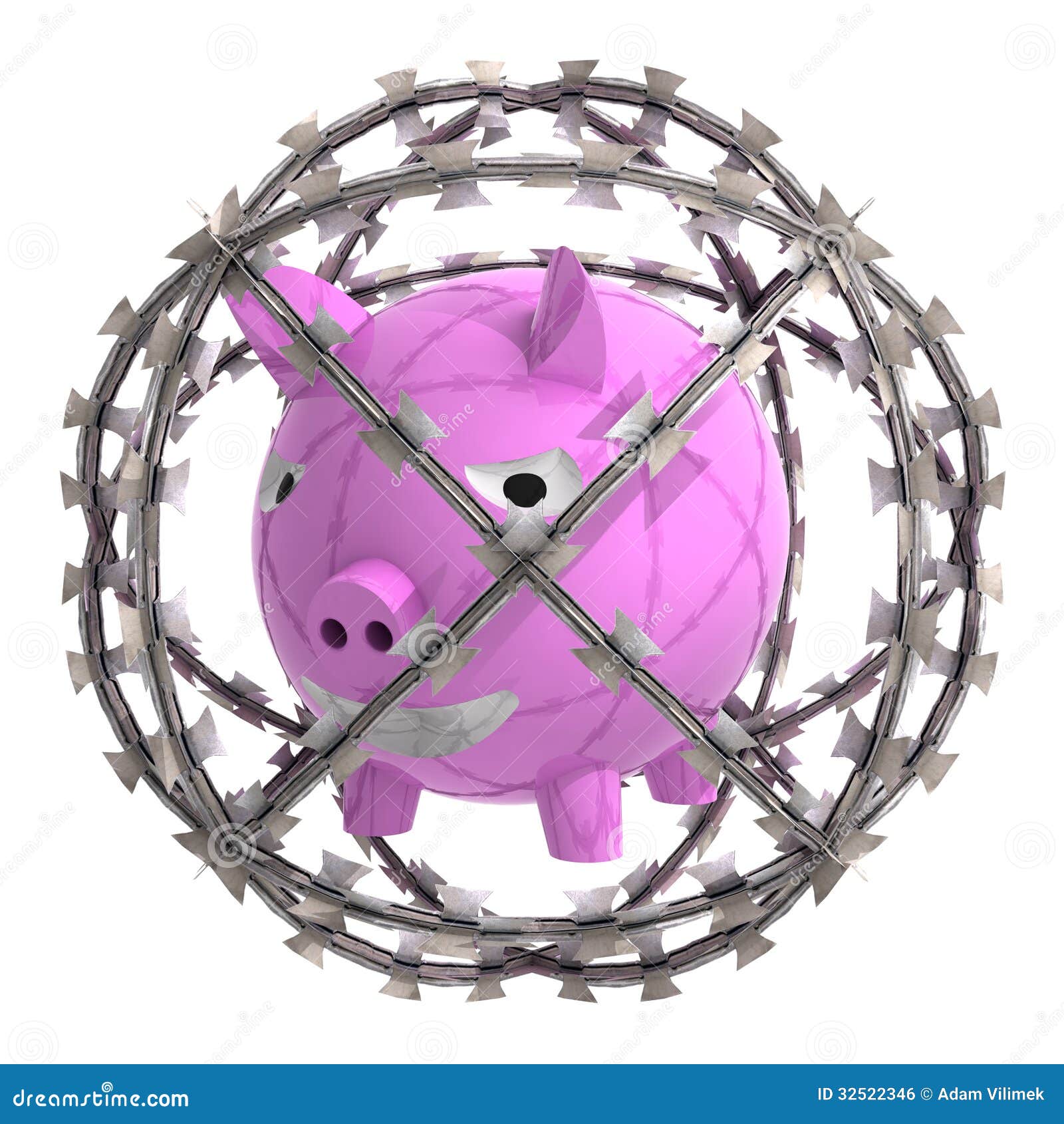 Isolated Pig in Barbed Wire Sphere Stock Illustration - Illustration of ...