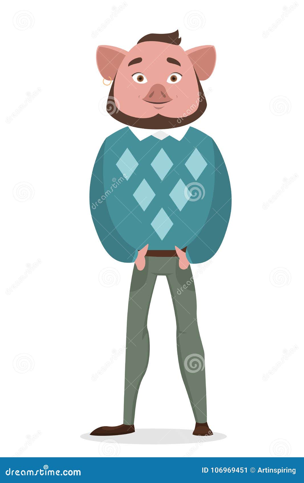 Isolated pig man. stock vector. Illustration of manager - 106969451