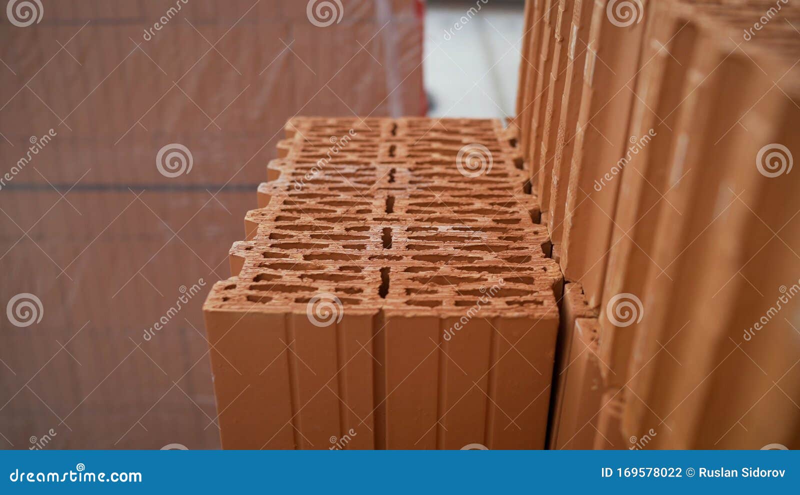 Isolated Pile of Builders Bricks. Ceramic Blocks Stack Stock Photo ...