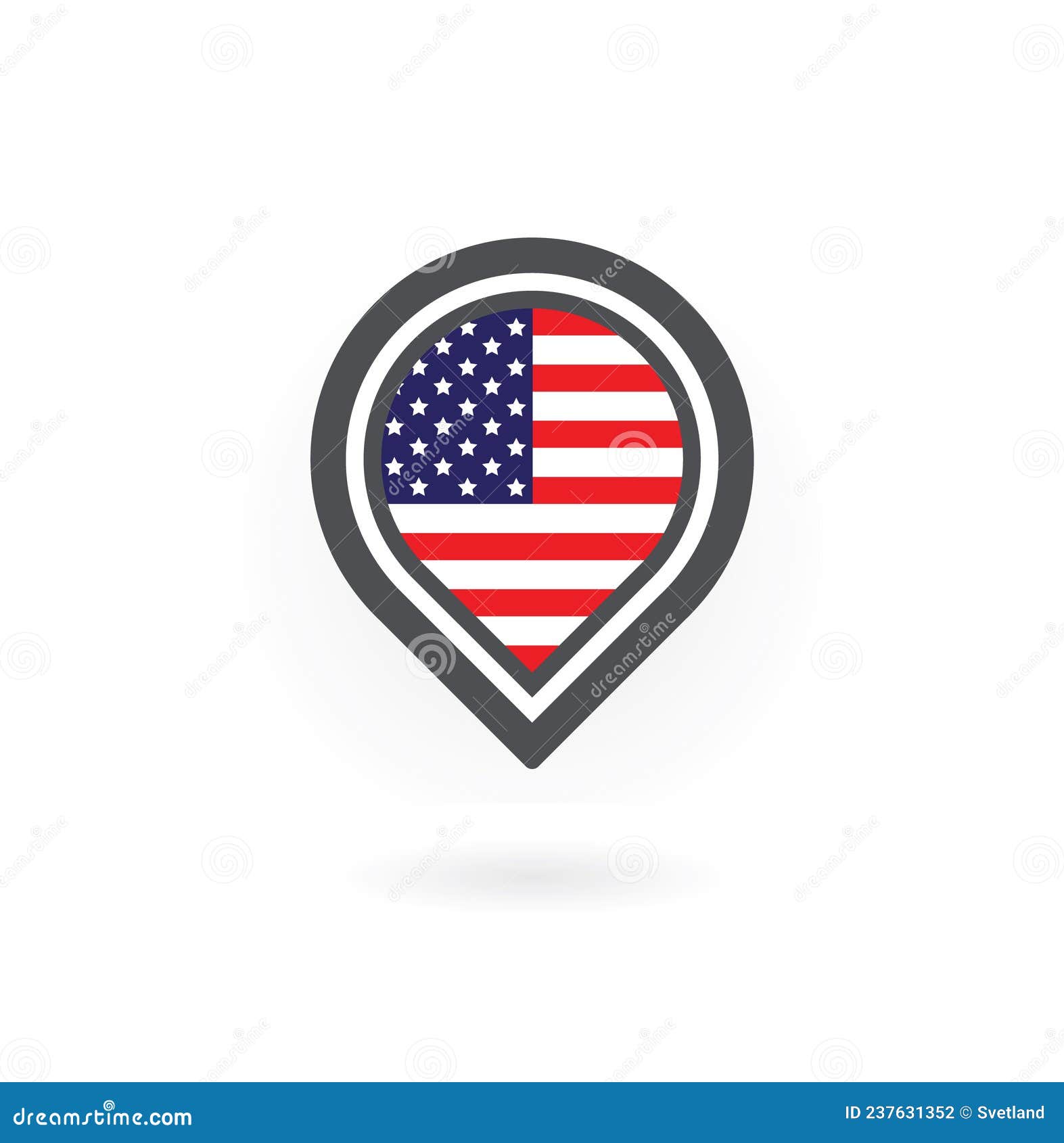 Isolated Pin with American Flag. Location Icon. Stock Vector ...