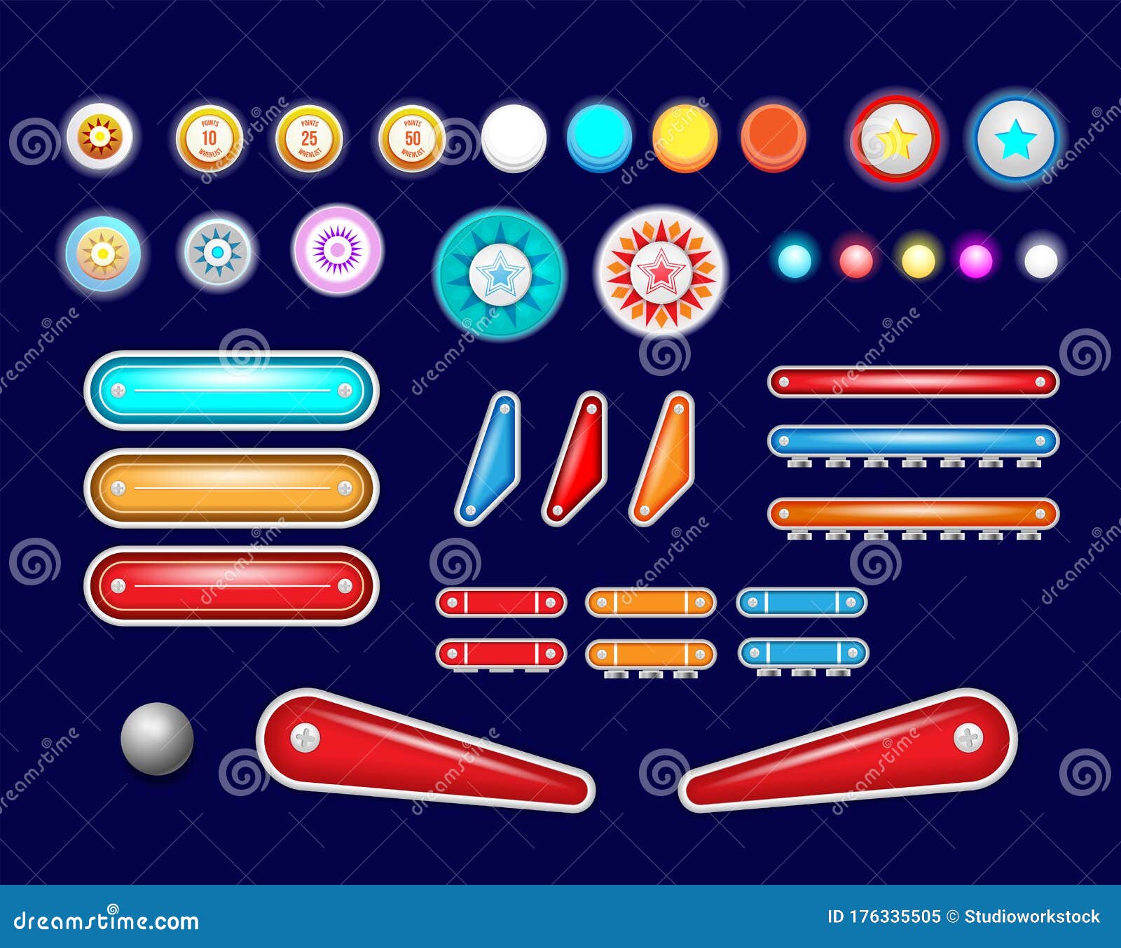 Isolated pinball elements stock vector. Illustration of entertainment ...