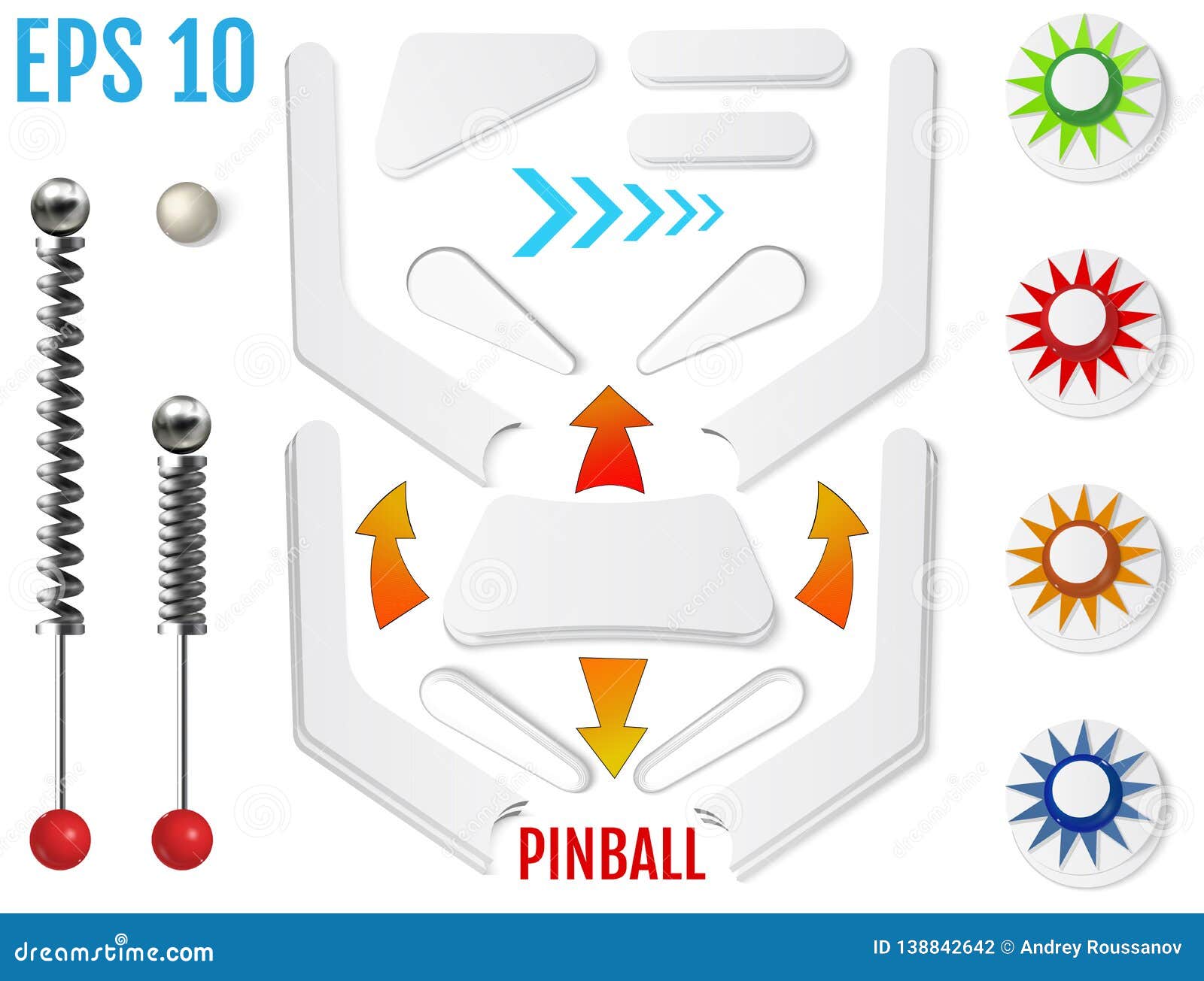Pinball Elements Transparent Icon Set Cartoon Vector | CartoonDealer ...