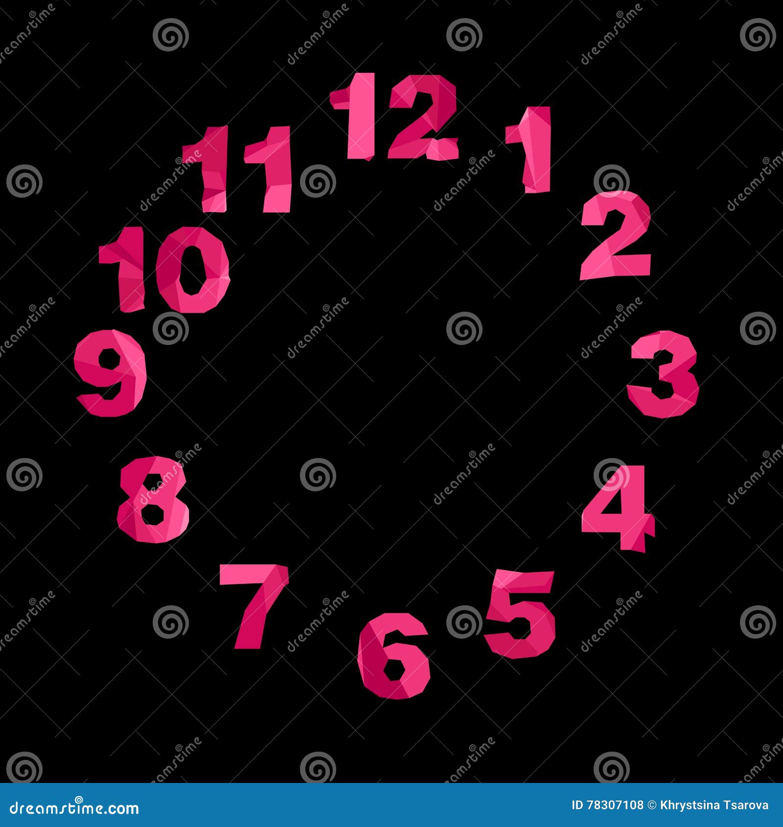 Isolated Pink Numbers of Clock. Stock Vector - Illustration of bright ...