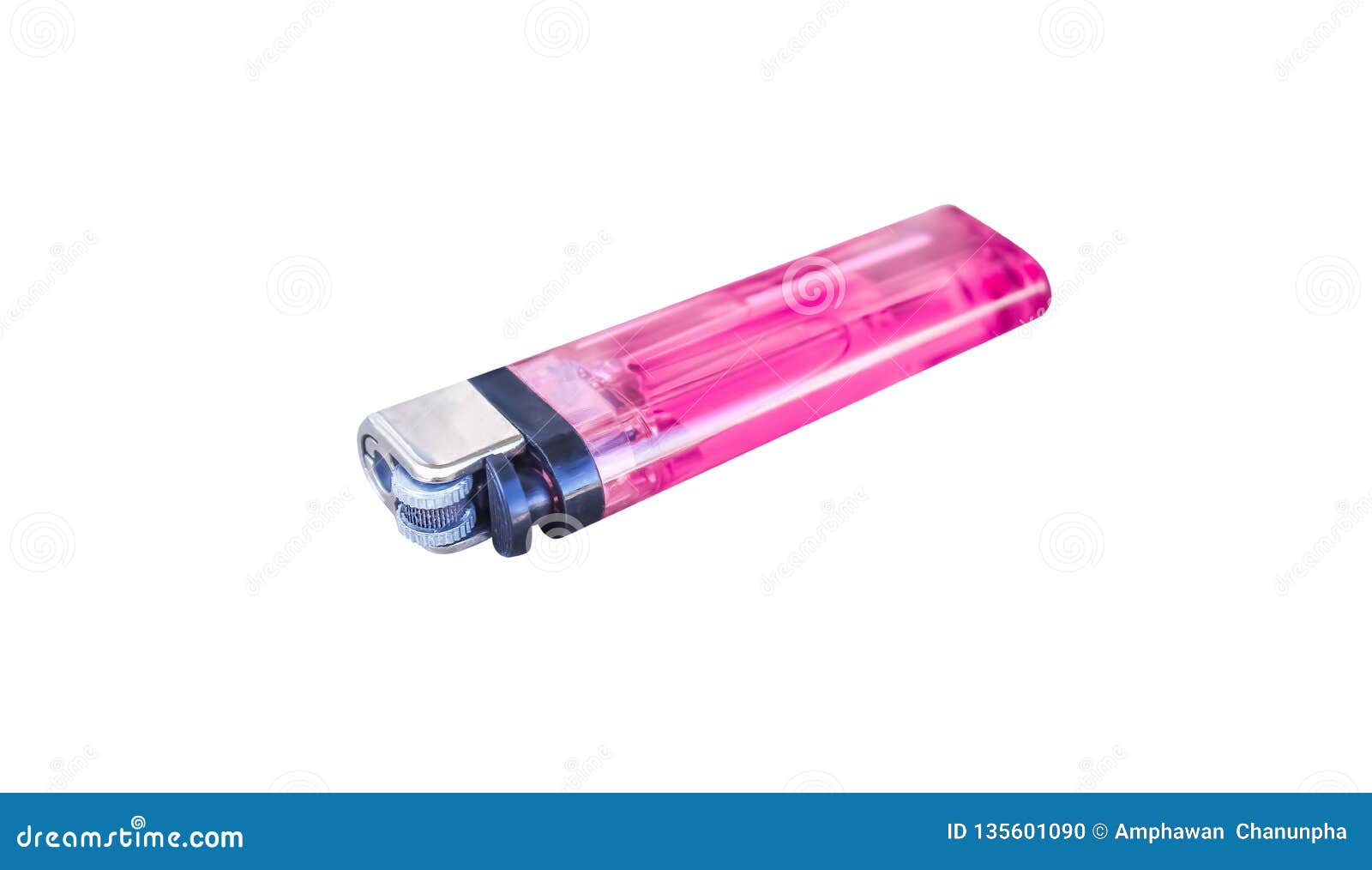 Isolated Pink or Red Plastic Gas Lighter on White Background with ...
