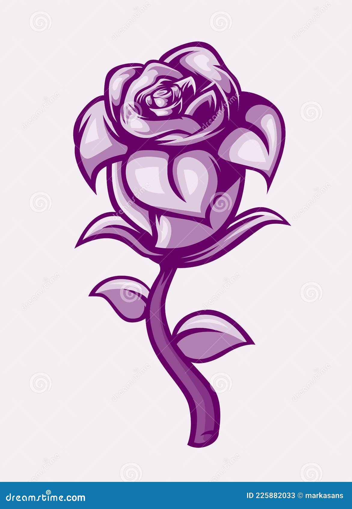Isolated Pink Rose Illustration. Vector Cartoonized Style Stock Vector ...