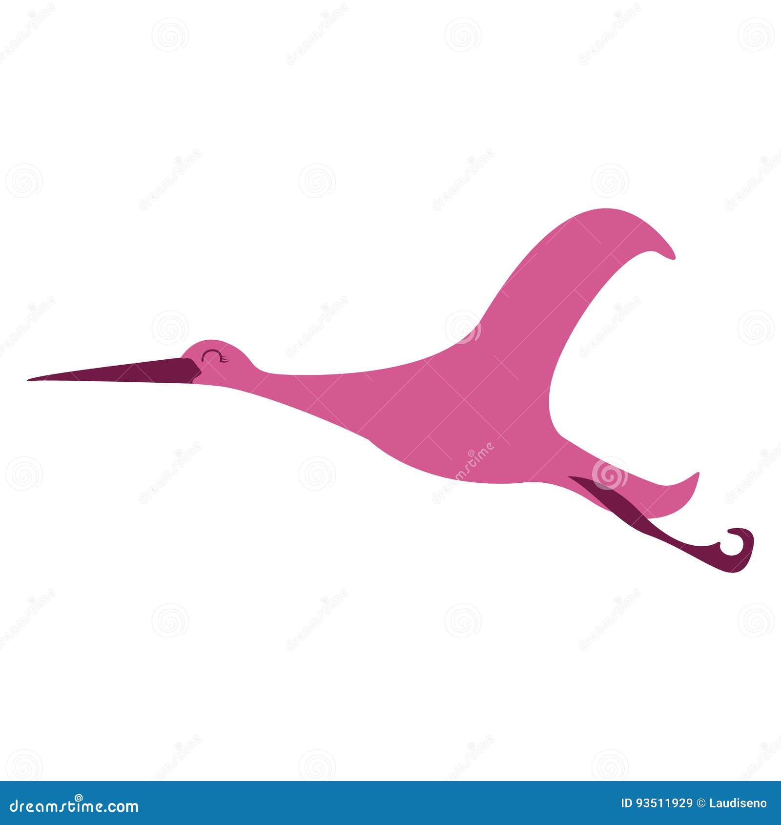 Pink Stork Standing Up, Doodle Kawaii. Doodle Icon Image Vector ...