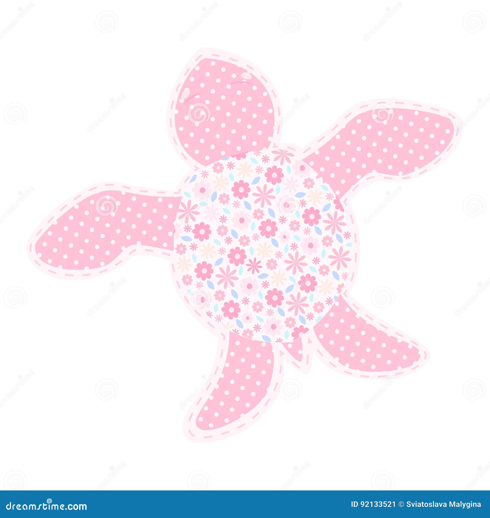 Isolated Pink Turtle in Patchwork Style Stock Vector - Illustration of ...