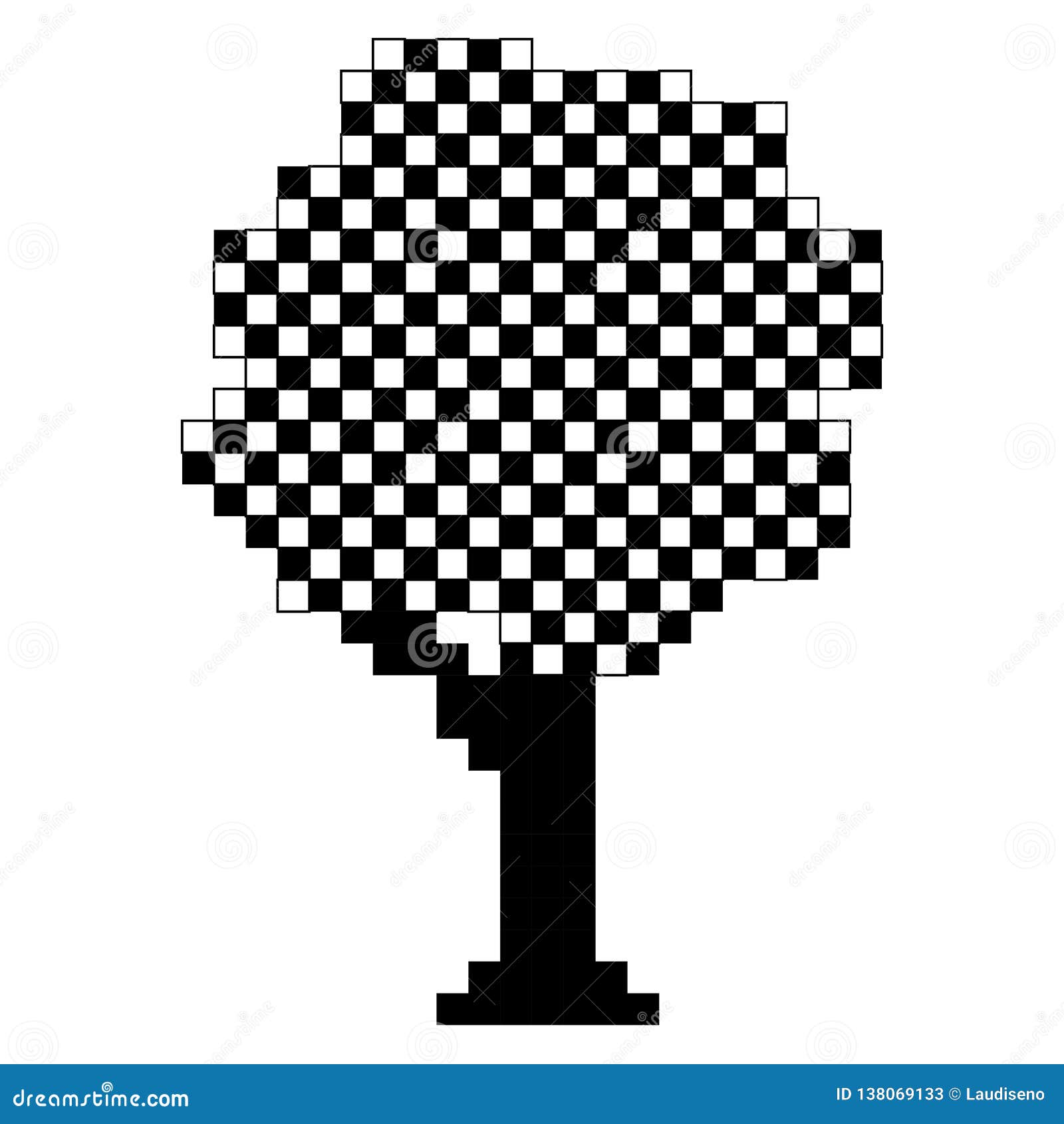 Pixelated Tree And Wood Grillage With Farm Plants Vector Illustration ...