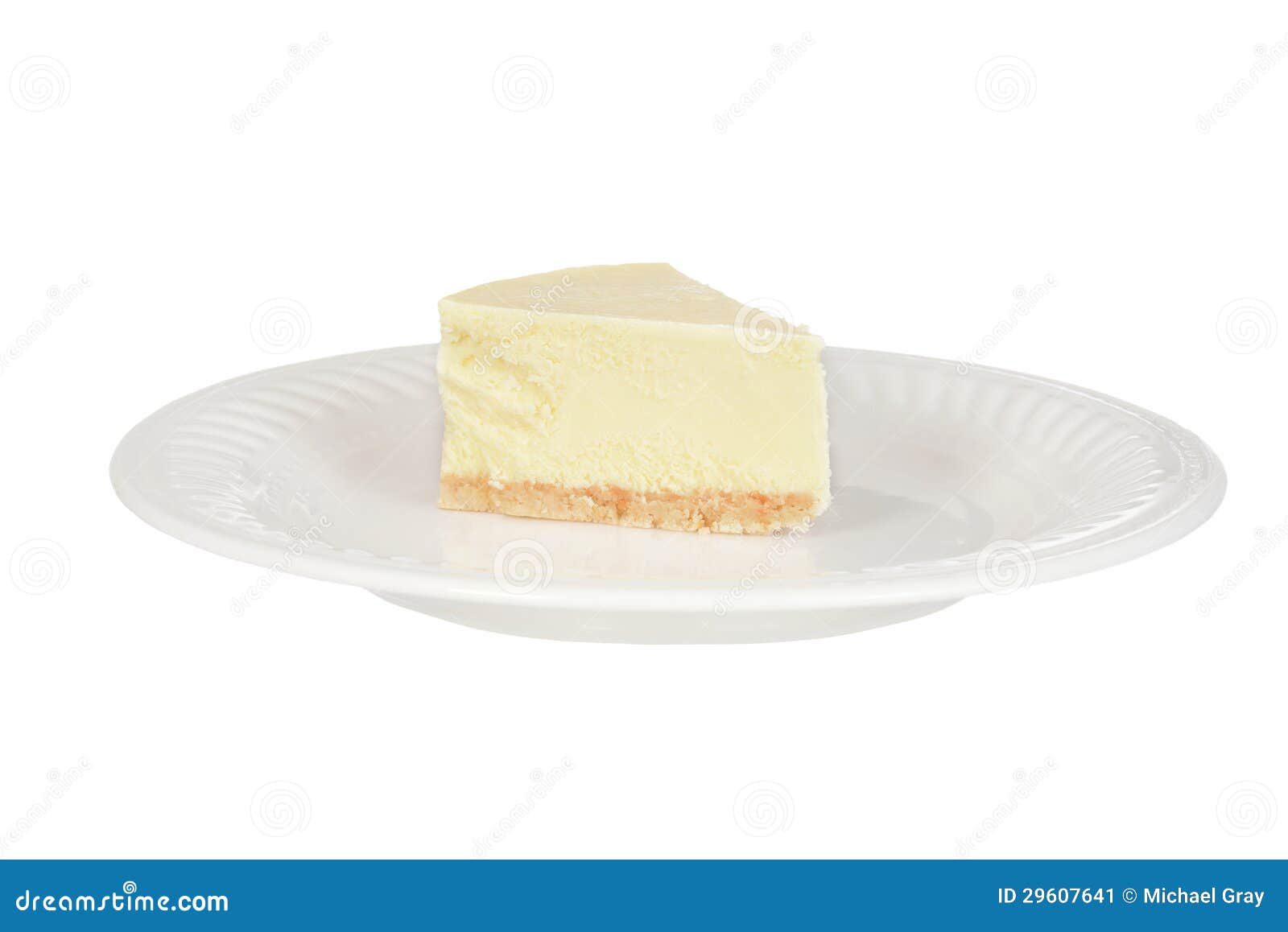Plain Cheesecake On White Ceramic Plate Serve At Local Bakery As Small ...